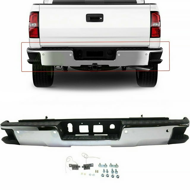 For 2014-2018 Chevy Silverado GMC Sierra 1500 Chrome Rear Step Bumper ...