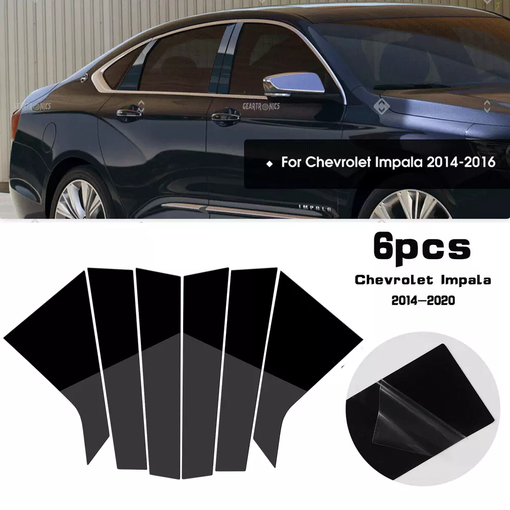 For 2014-2020 Chevrolet Impala Glossy Black Pillar Posts Trims 6pcs ...