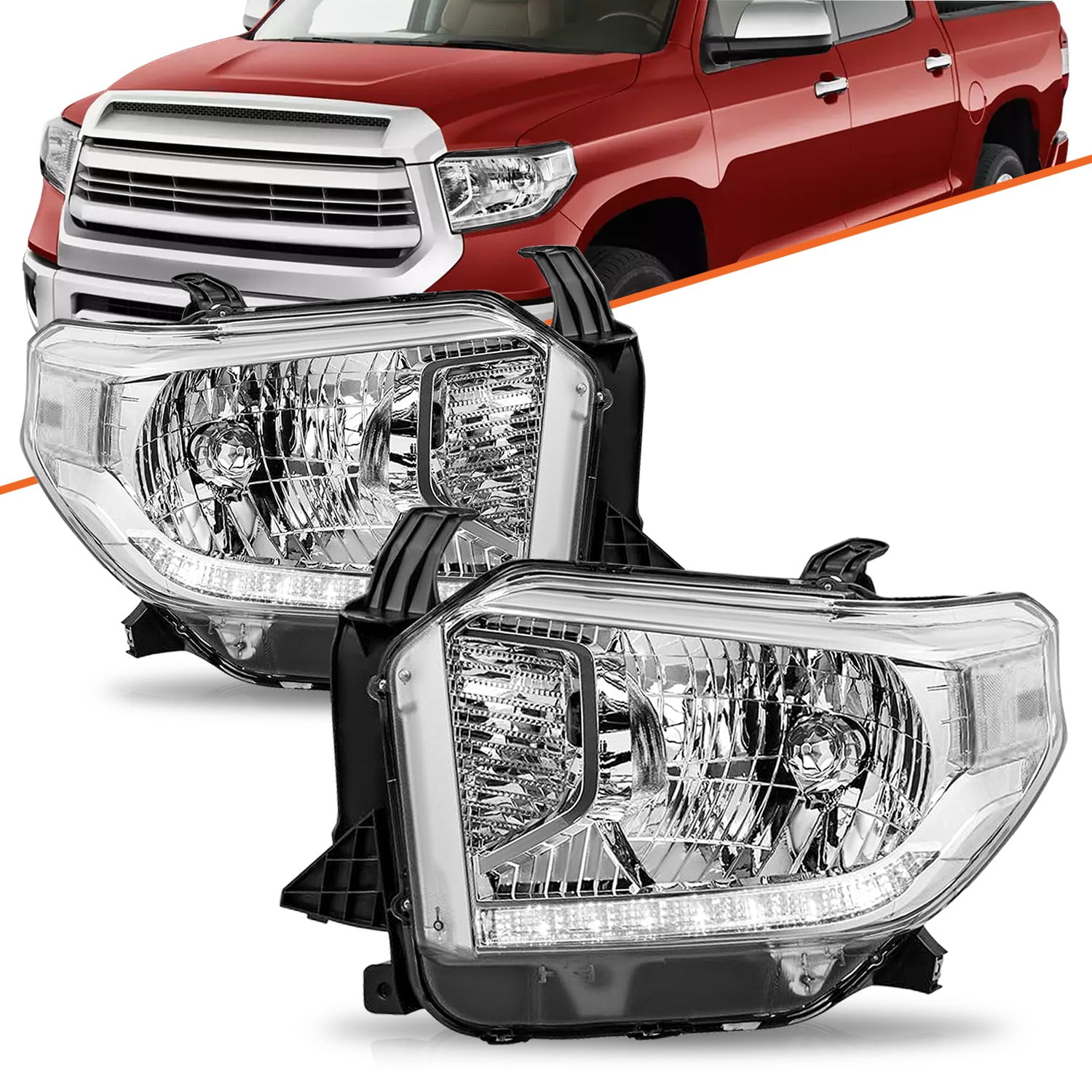 For 2014-2021 Toyota Tundra LED DRL Headlights Assembly Left&Right Pair ...
