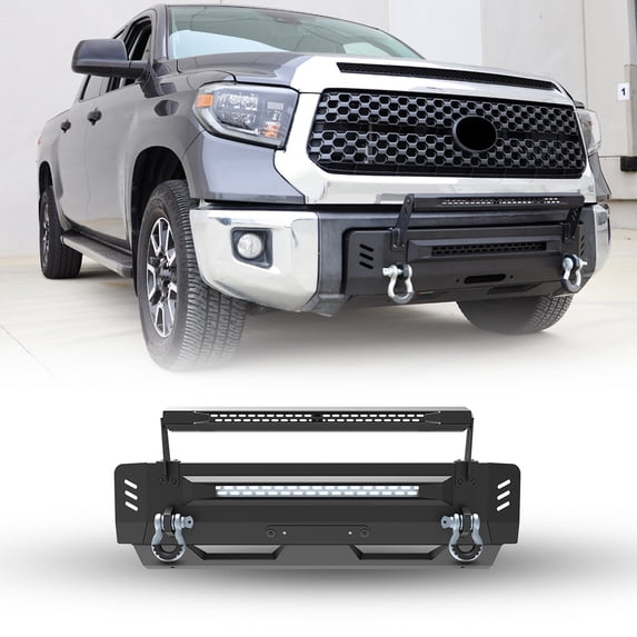 For 2014-2021 Toyota Tundra Steel Mid-width Front Bumper+Bull Bar w/2 ...