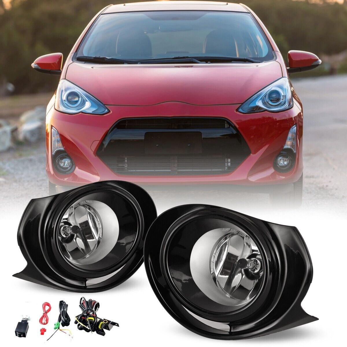 For 2015 2016 2017 Toyota Prius C Fog Lights Driving Bumper Kit Clear ...