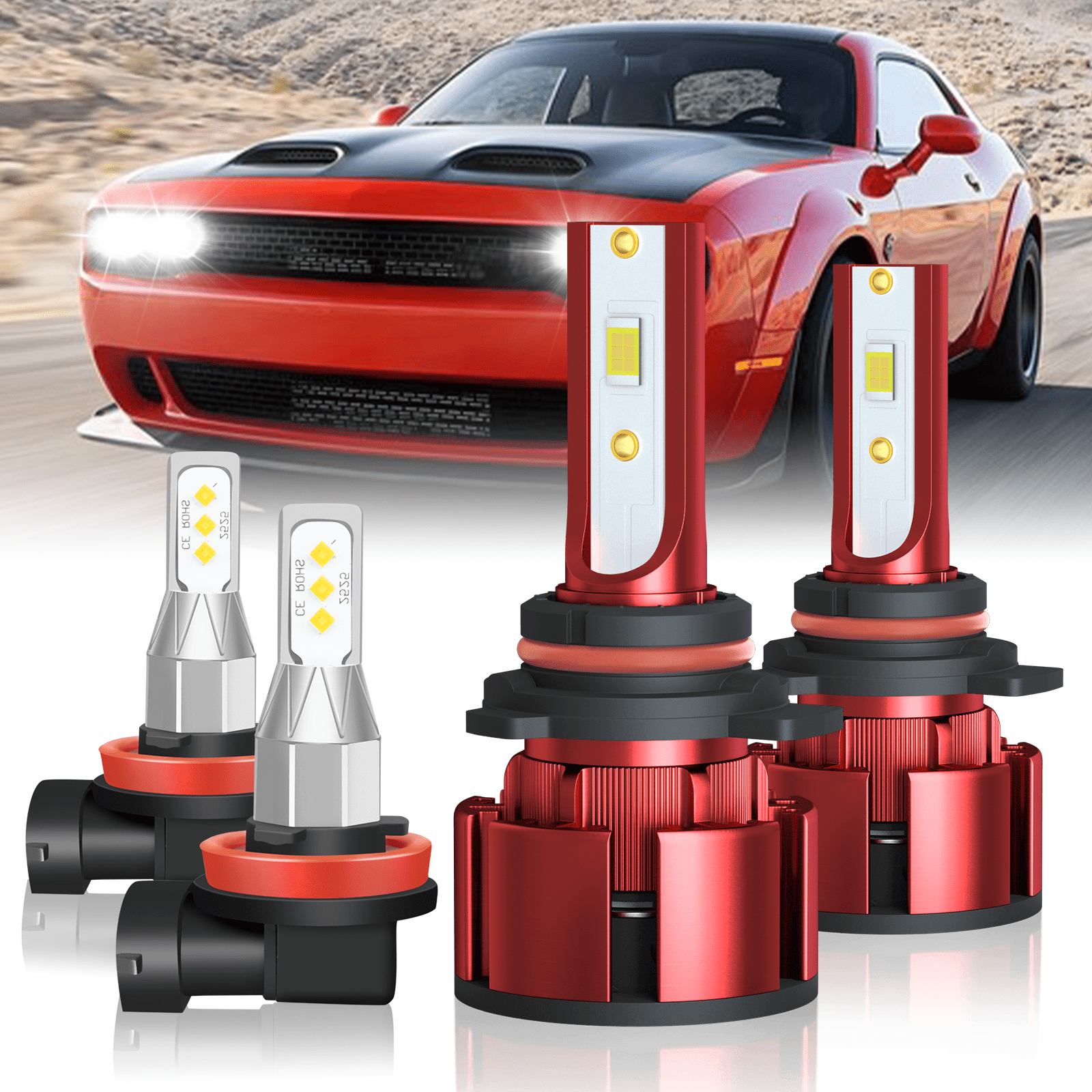 For 2015-2020 Dodge Challenger LED Headlight 9012 Hi/Lo Beam H11 Fog ...