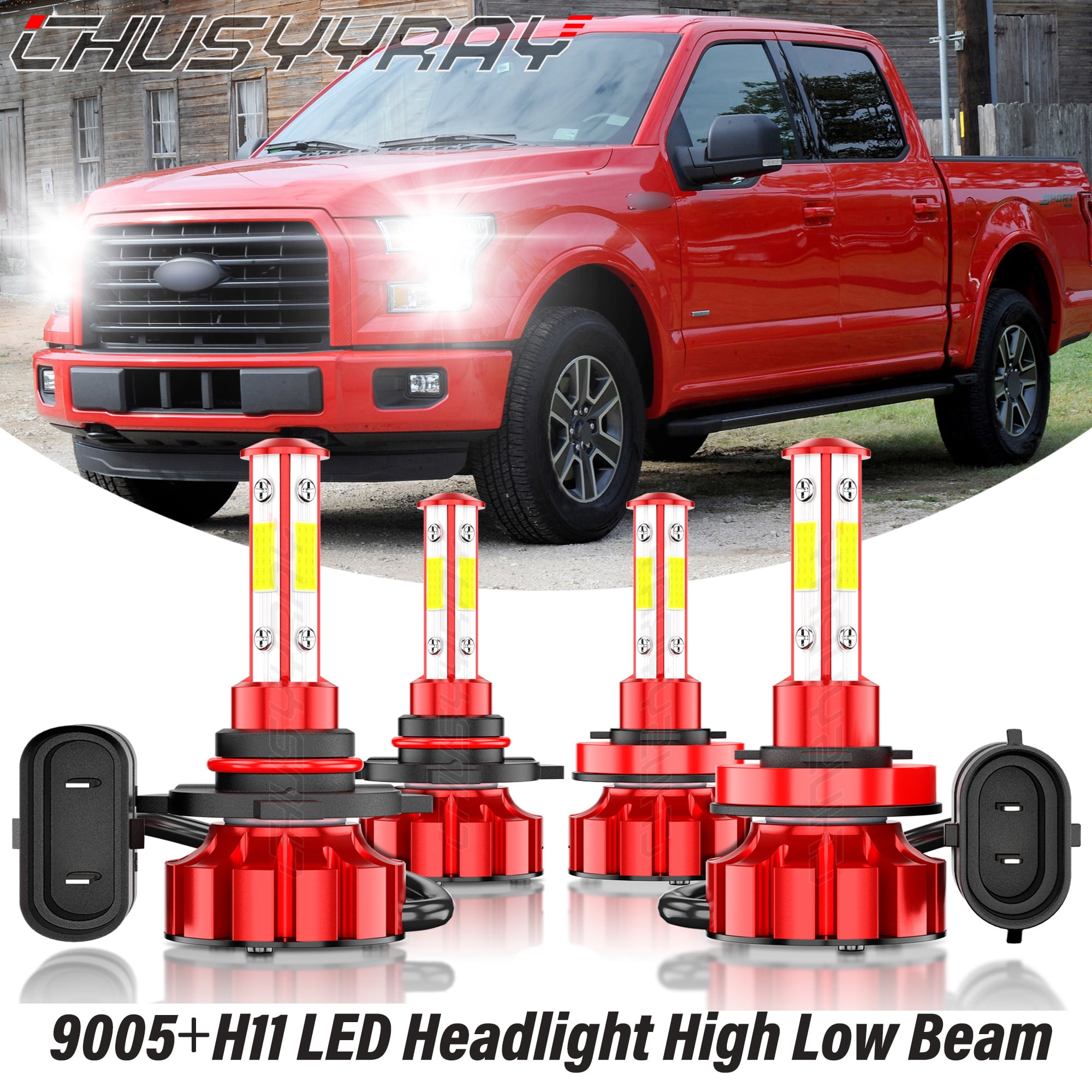 For 2015-2020 Ford F150 LED Front Headlight High Low Beam Bulbs Kit ...