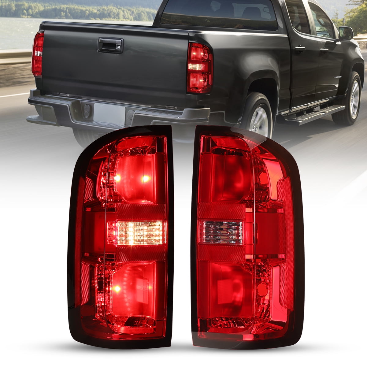 For 2015-2022 Chevy Colorado Tail Lights Factory Style Chrome Red Brake ...