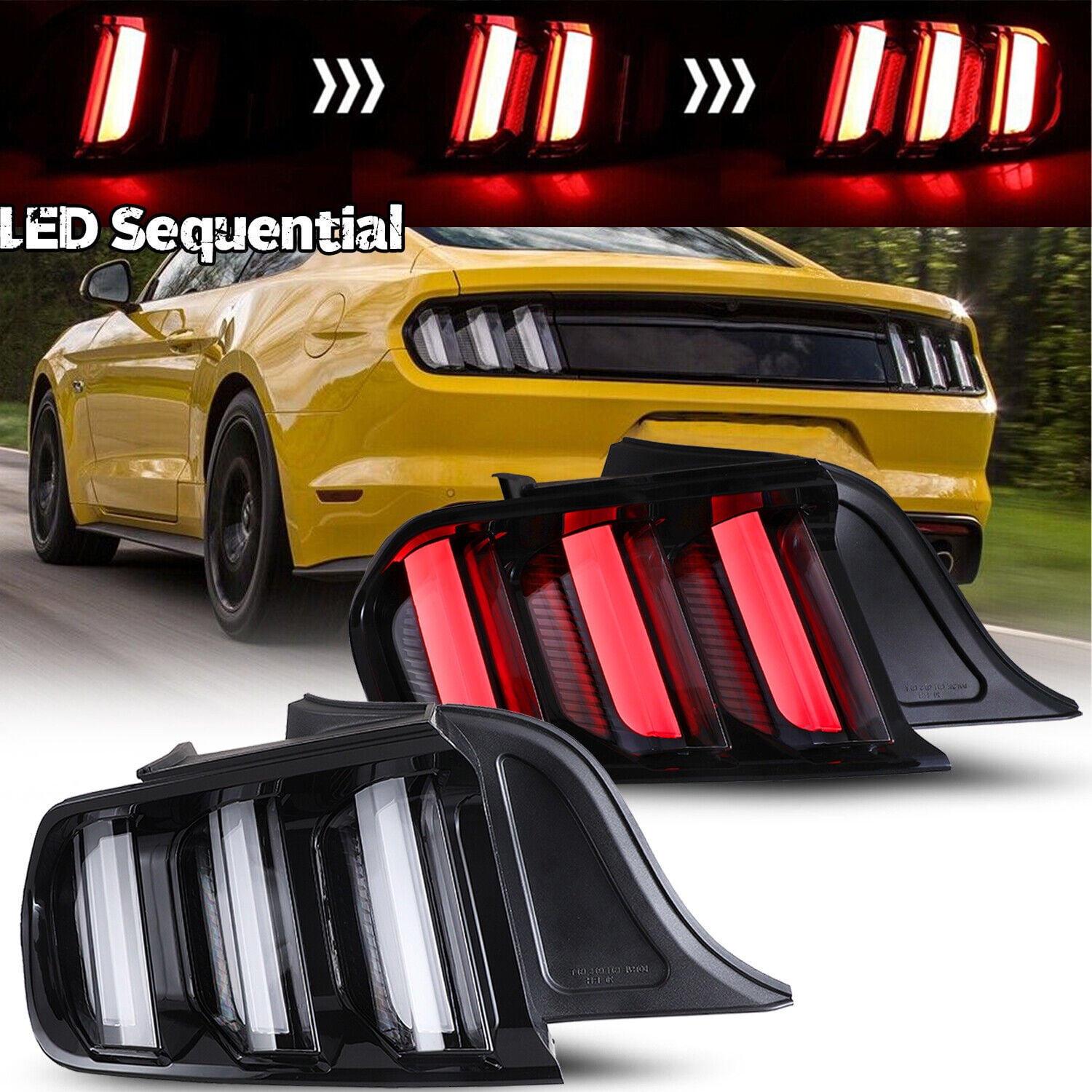 For 2015-2022 Ford Mustang Euro Style LED Tail Lights W/ Sequential ...