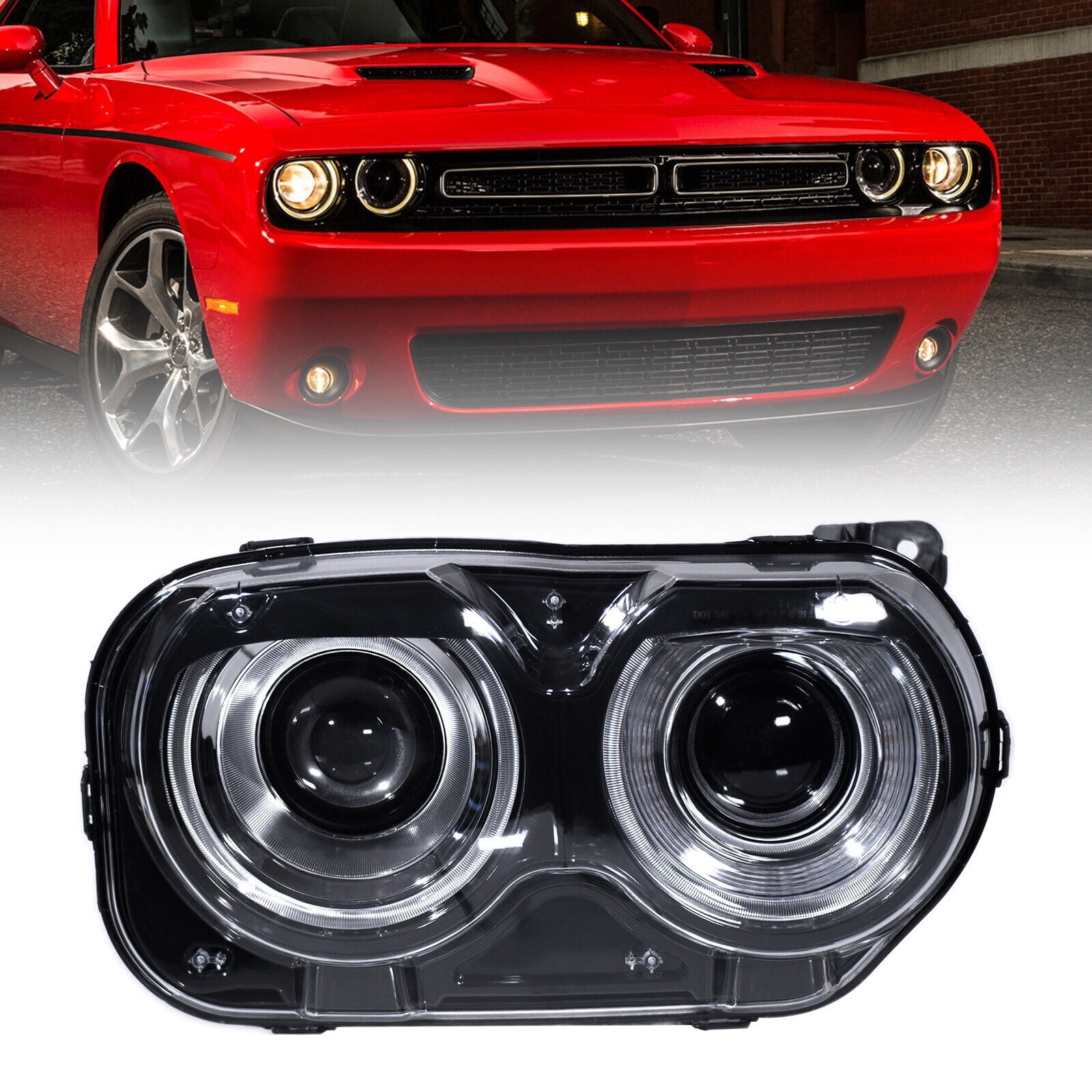 For 2015 - 2023 for Dodge Challenger Halogen Headlight with LED DRL ...