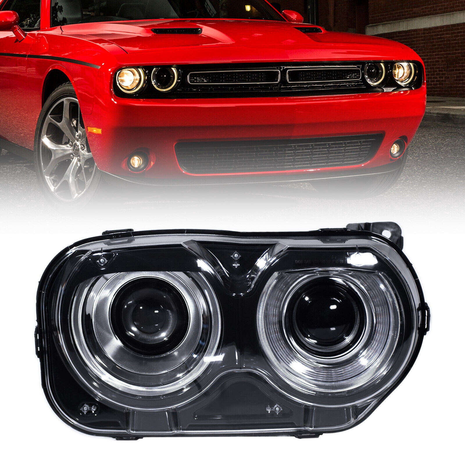 For 2015 - 2023 for Dodge Challenger Halogen Headlight with LED DRL ...