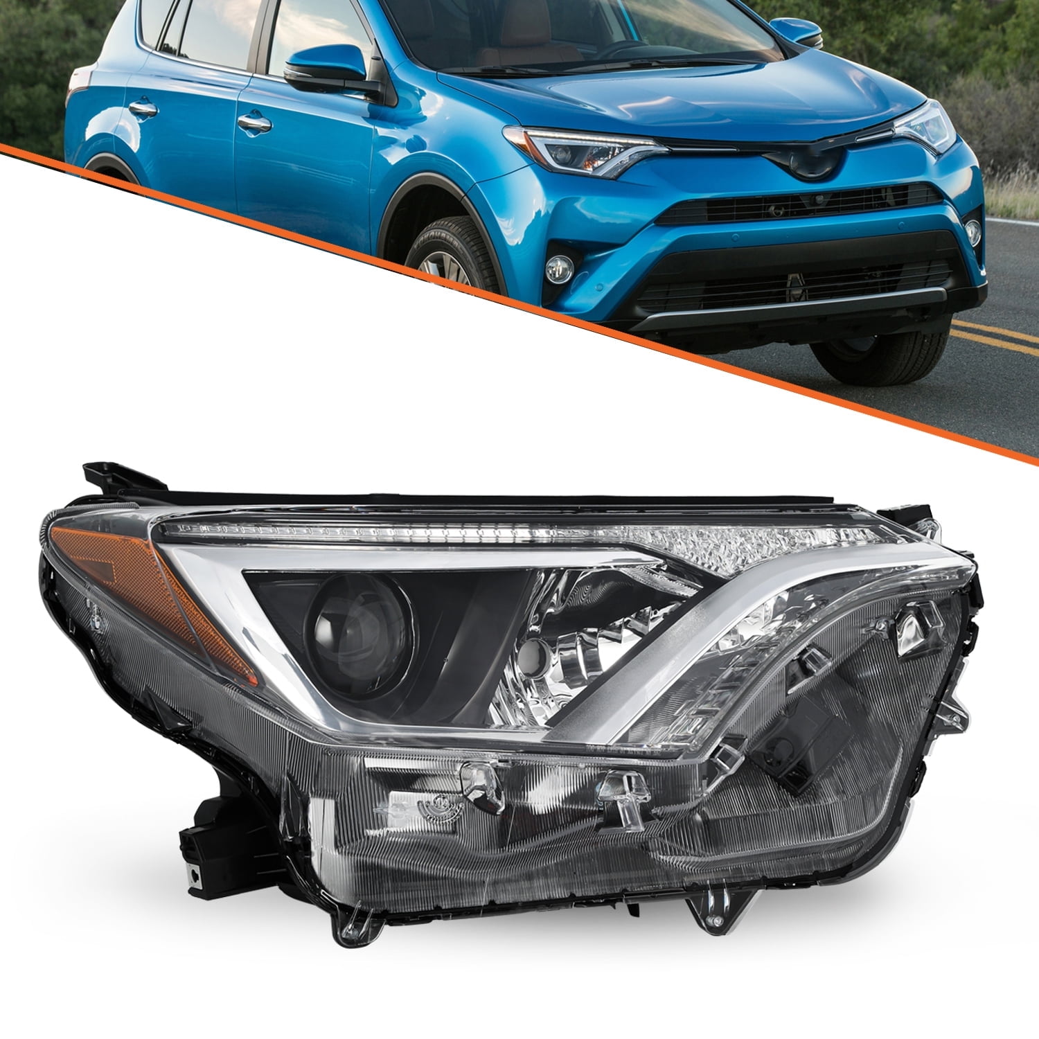 For 2016 2017 2018 Toyota Rav4 Halogen Projector Headlight Headlamp ...