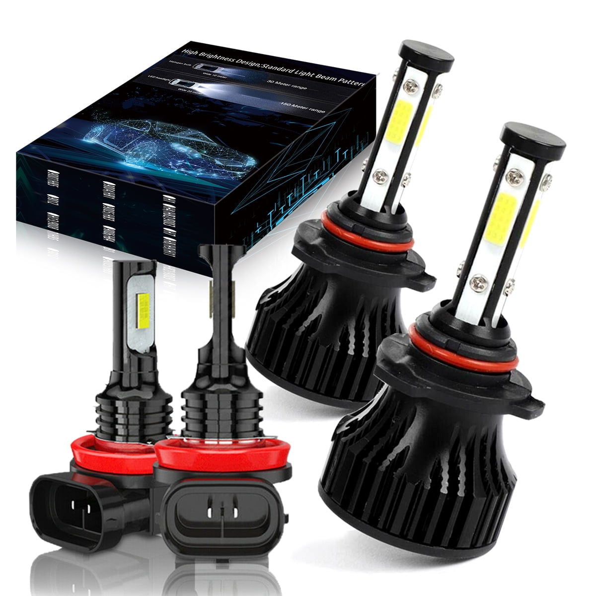 For 2016-2017 Chrysler 200 LED Headlight Bulbs 4-side 9005 HB3 High Low ...