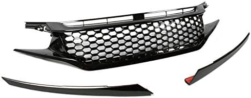 For 2016-2017 Honda Civic 4DR Honeycomb Style Front Upper Hood Grille w ...