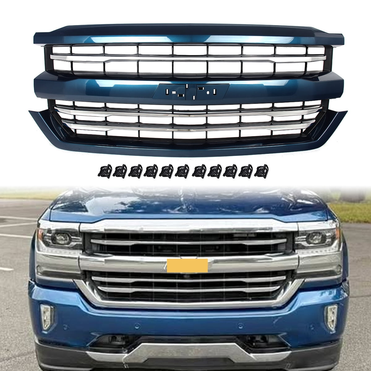For 2016-2018 Chevrolet Silverado 1500 Front Bumper Grille Grill Deep ...