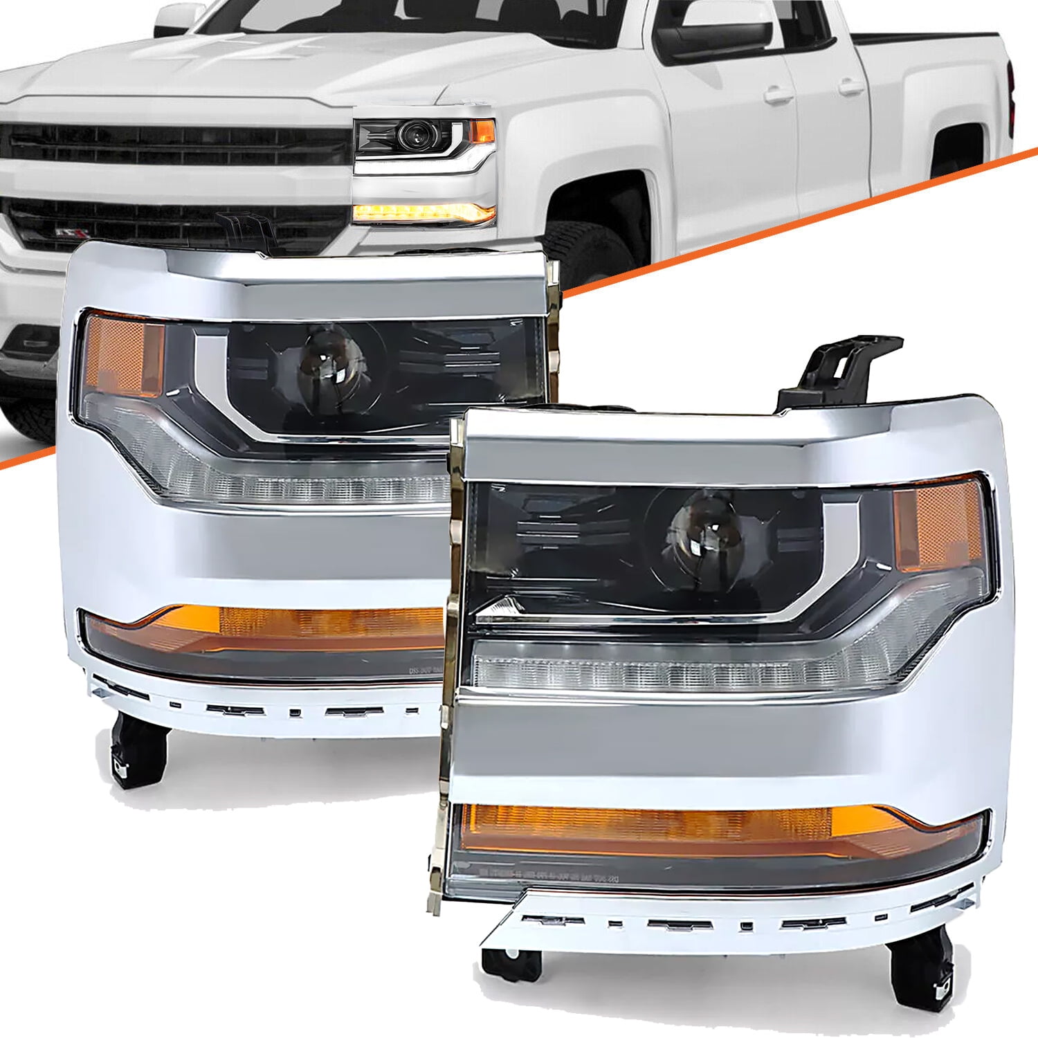 For 2016-2018 Chevy Silverado 1500 HID/Xenon Headlights w/ LED DRL Left ...