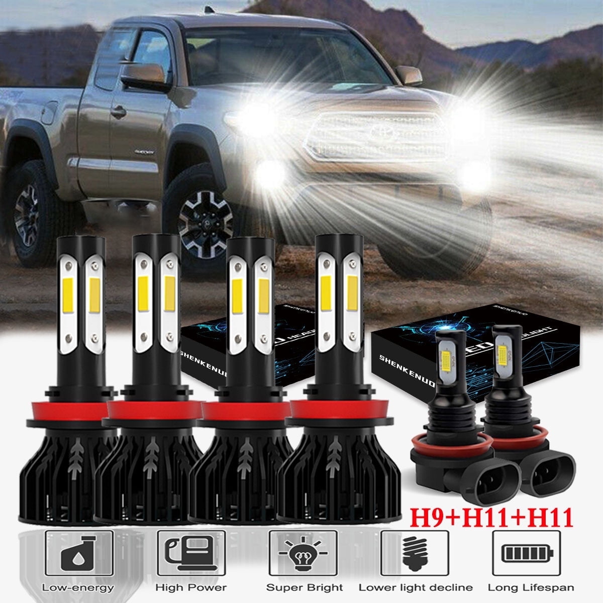 For 2016-2023 Toyota Tacoma Headlights,H9 H11 LED High/Low Beam and H11 ...