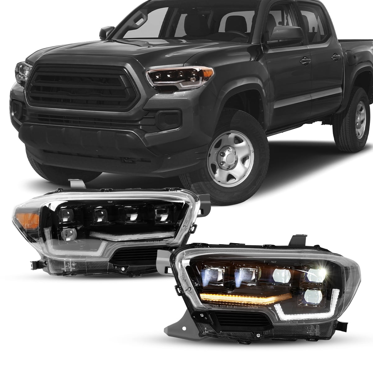 For 2016-2023 Toyota Tacoma LED Sequential Signal DRL Headlights ...
