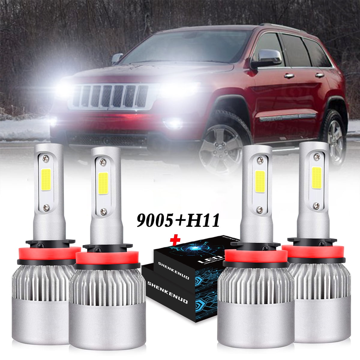 For 2017 2018 2019 2020 Jeep Grand Cherokee LED Headlight Bulbs H9/H11 ...