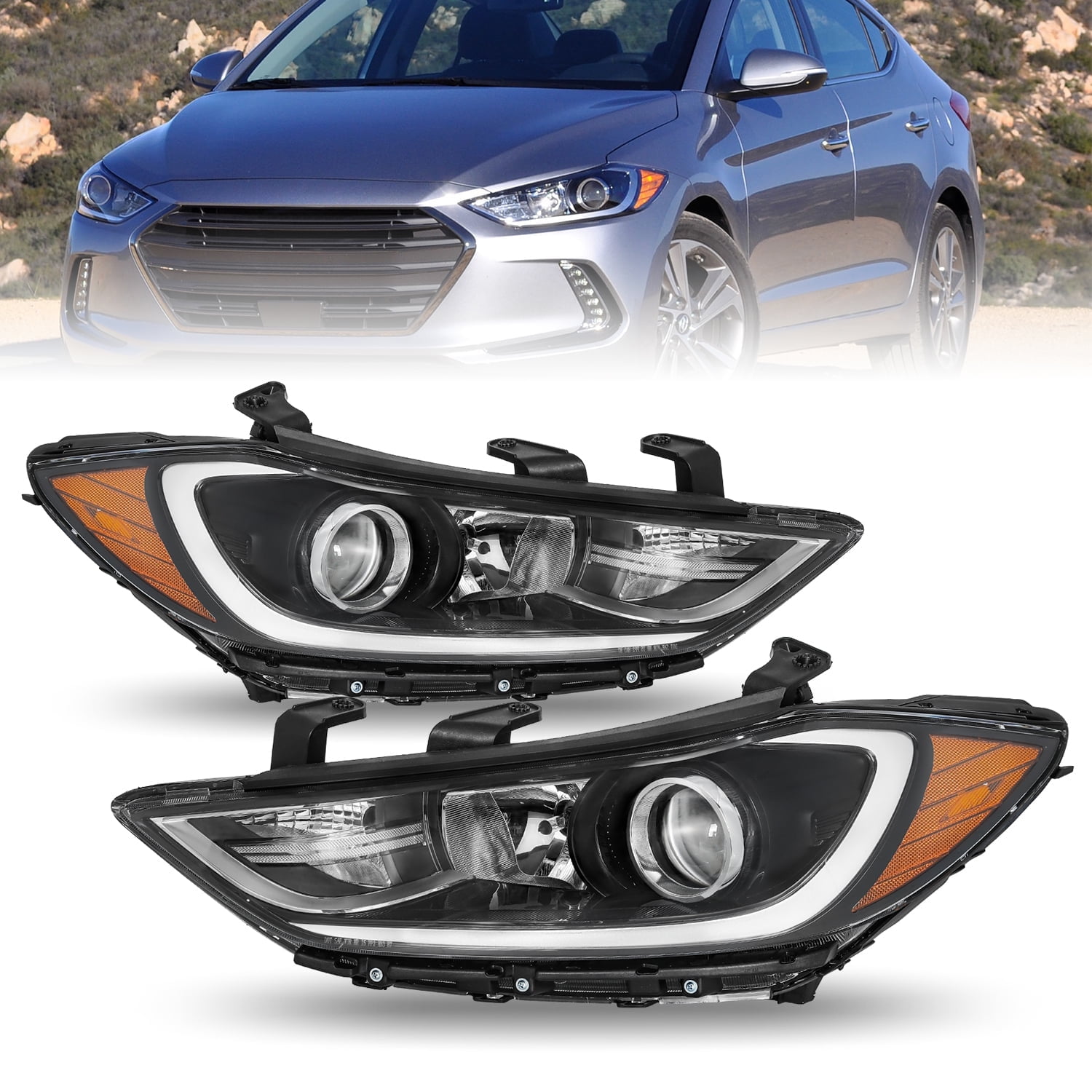 For 2017 2018 Hyundai Elantra Headlights Headlamps Assembly Replacement ...