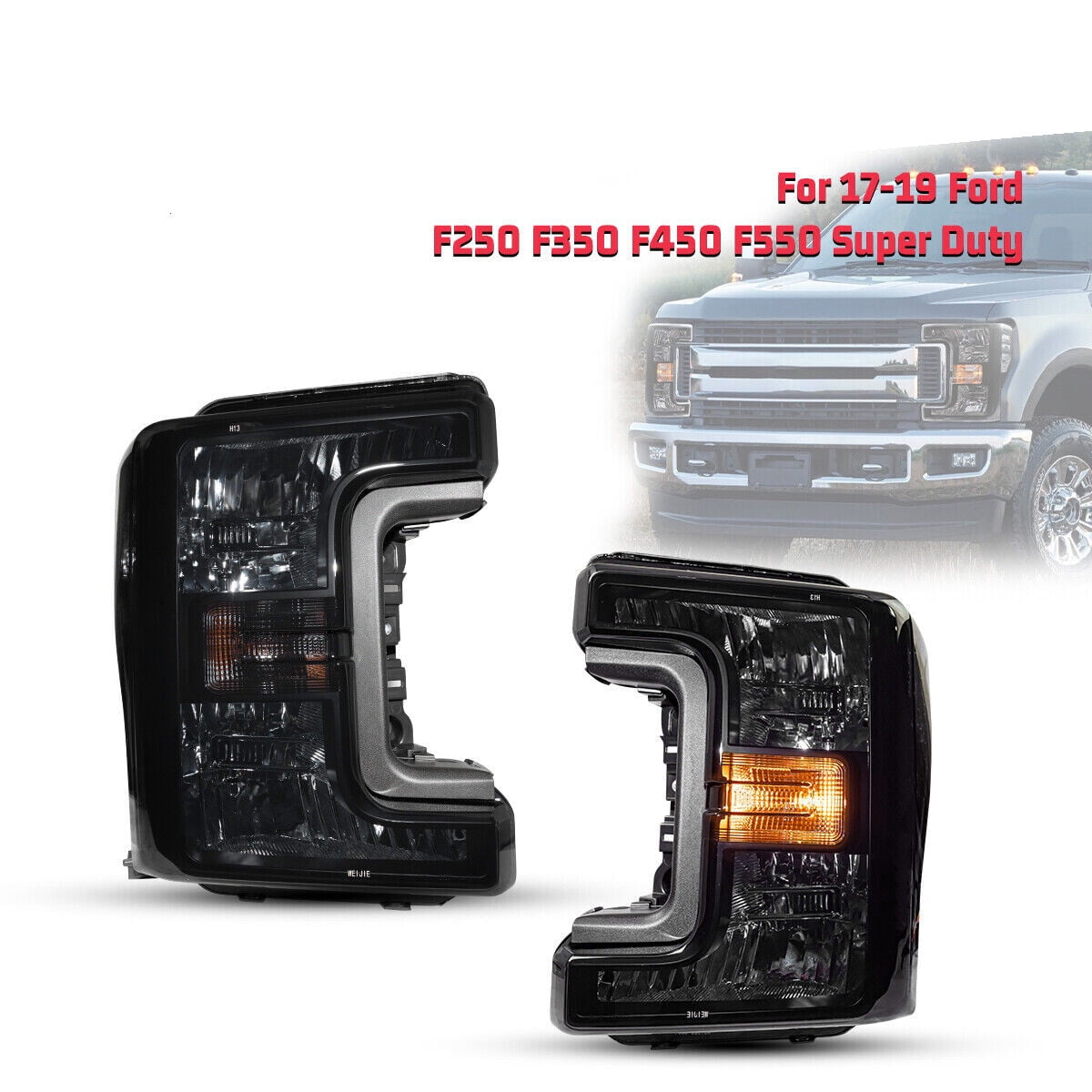 2017-2019 Ford F250 F350 F450 F550 Super Duty Black Smoke Corner ...