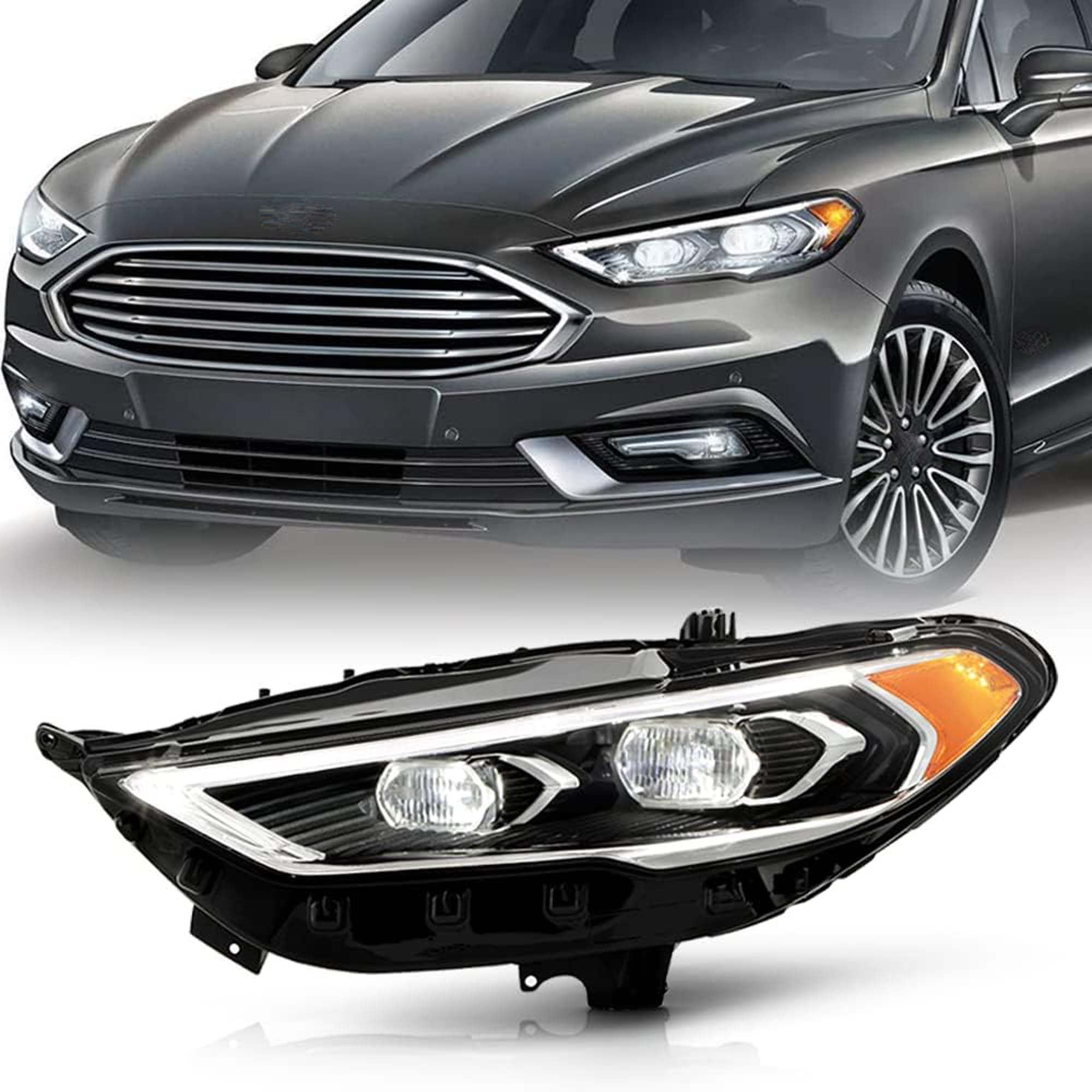 For 2017-2020 Ford Fusion Full LED DRL Headlight Projector Headlamp ...