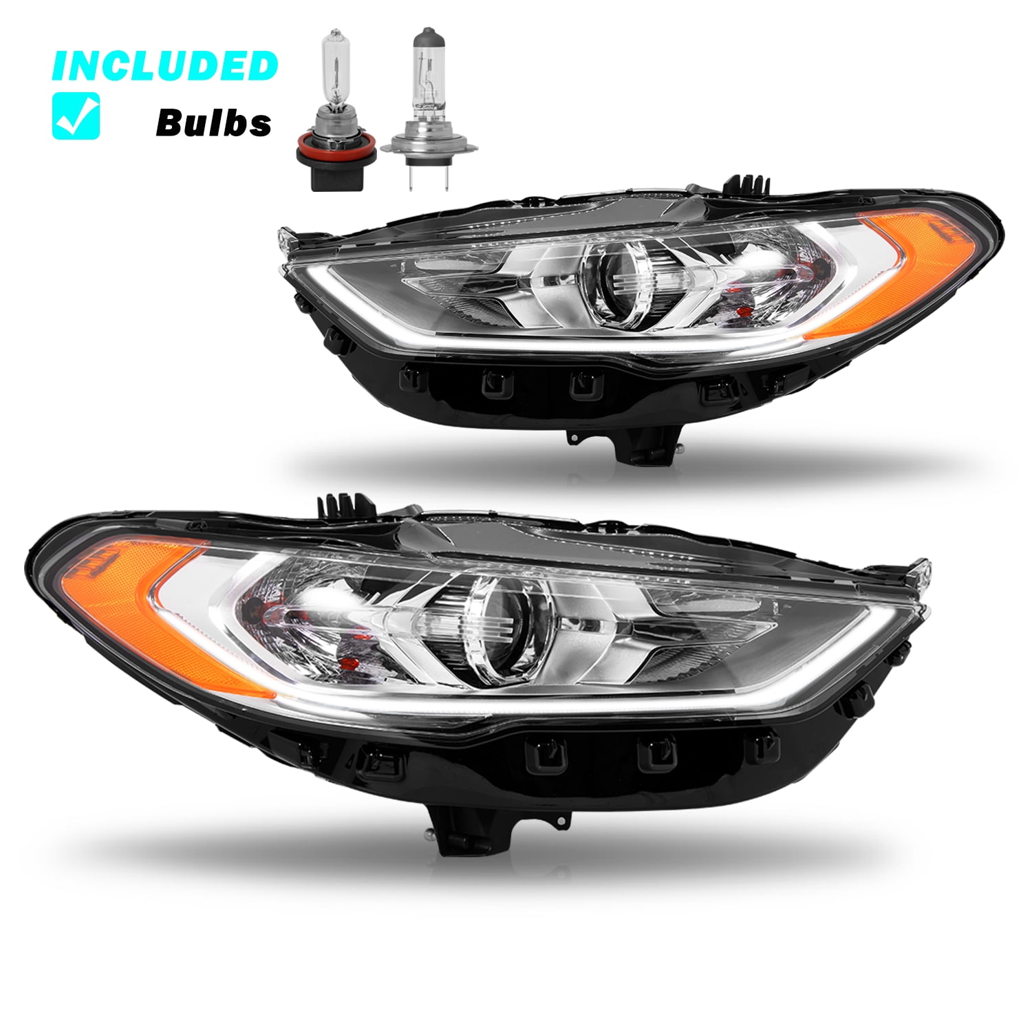 For 2017-2020 Ford Fusion Projector LED DRL Driver Side/Passenger Side ...