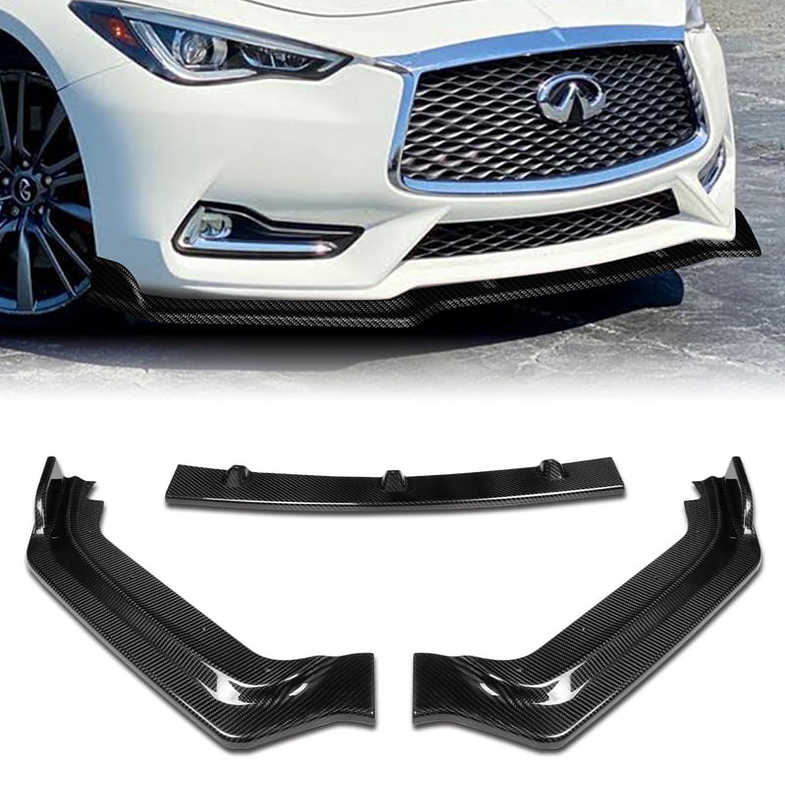 Infiniti Q60 Coupe 2017-2020 Real Carbon Fiber V-Style Front Bumper Lip ...