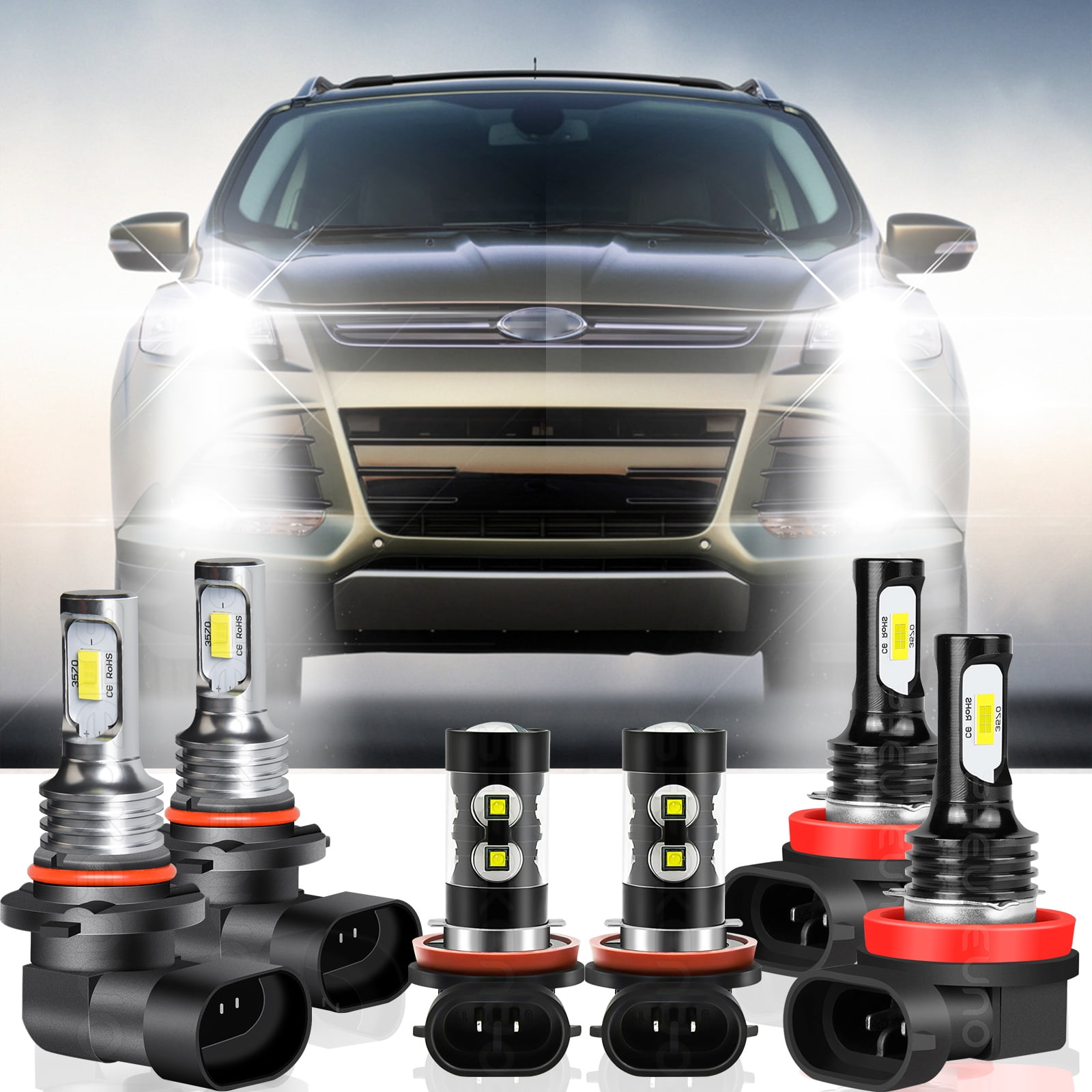 For 2017 2021-2022 Ford Escape LED Headlight High Low Fog Light Bulbs ...