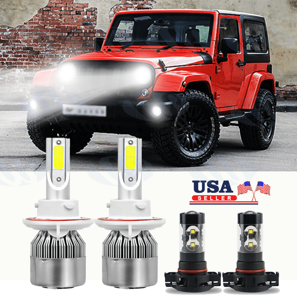 For 2018 2019 Jeep Wrangler JL - 4x 6000K LED Headlight + Fog Light ...