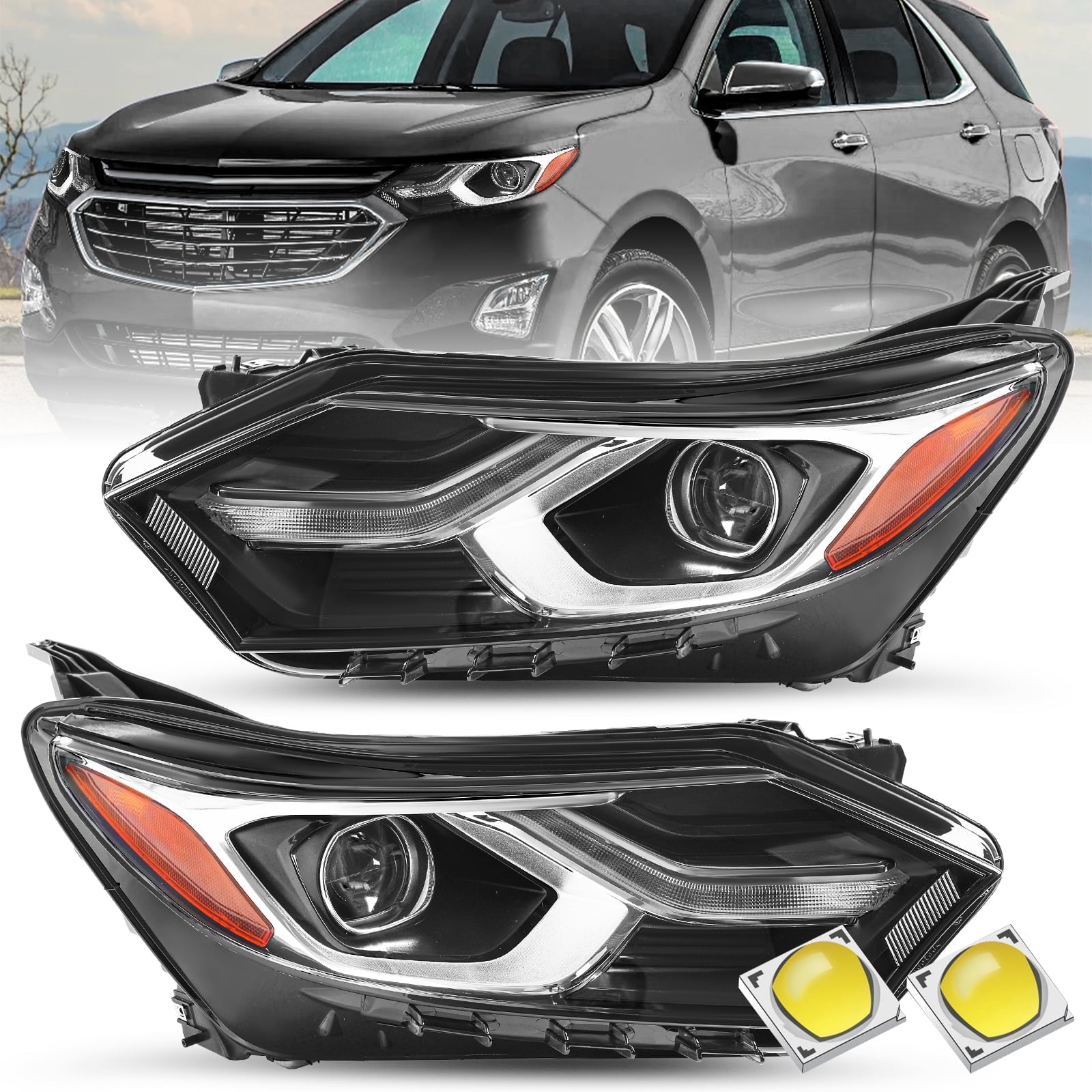 For 2018-2021 FULL LED Chevy Equinox Projector Headlights LH+RH Set ...