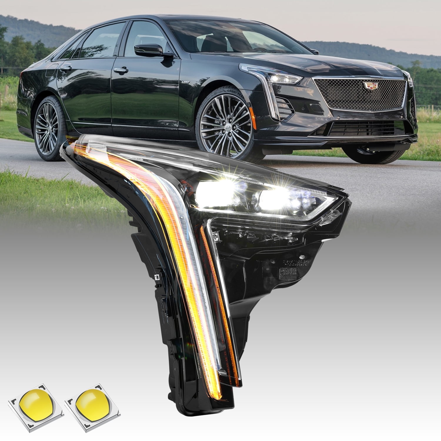 For 2019-2021 Cadillac CT6 Passenger LED Headlight Without Cornering ...