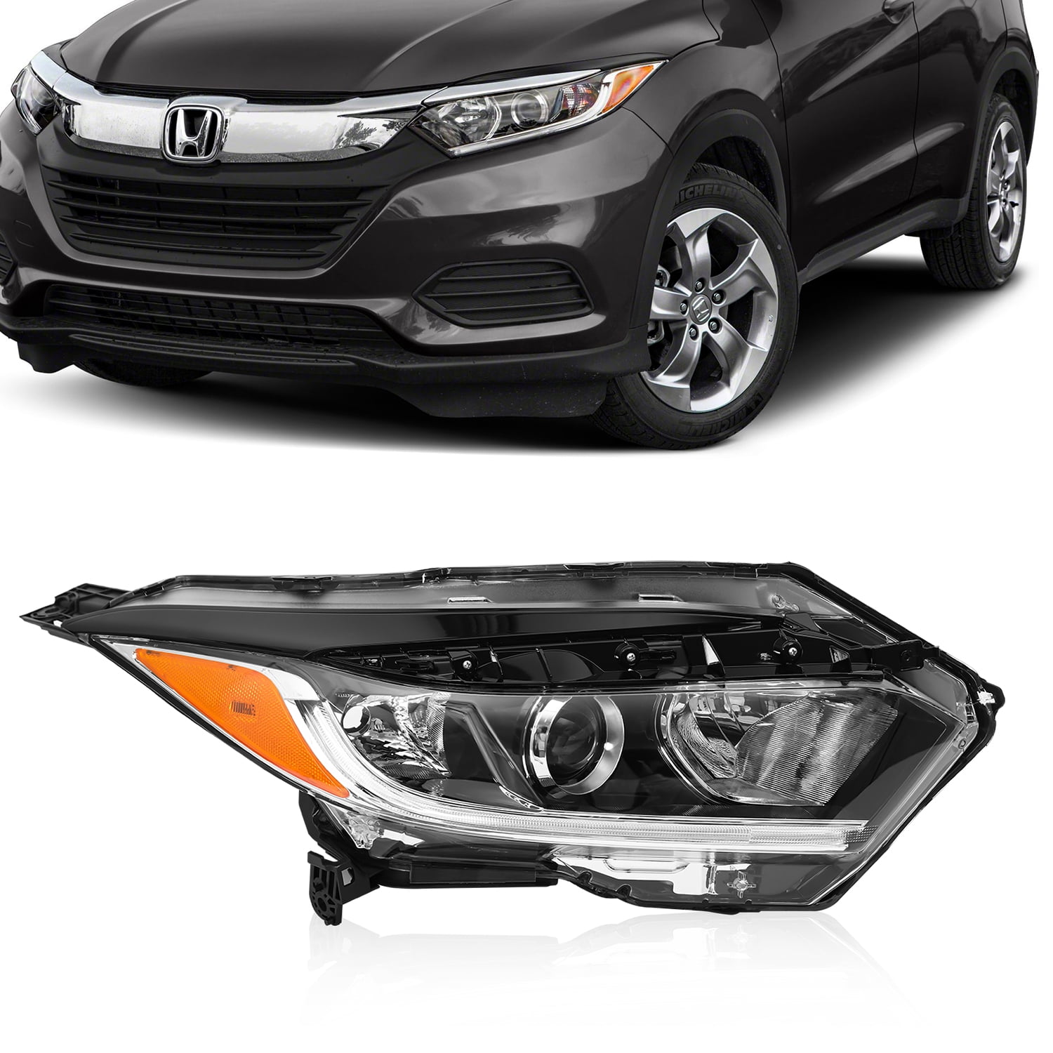 For 2019-2021 Honda HR-V HRV Halogen Headlight Headlamp w/ LED DRL ...