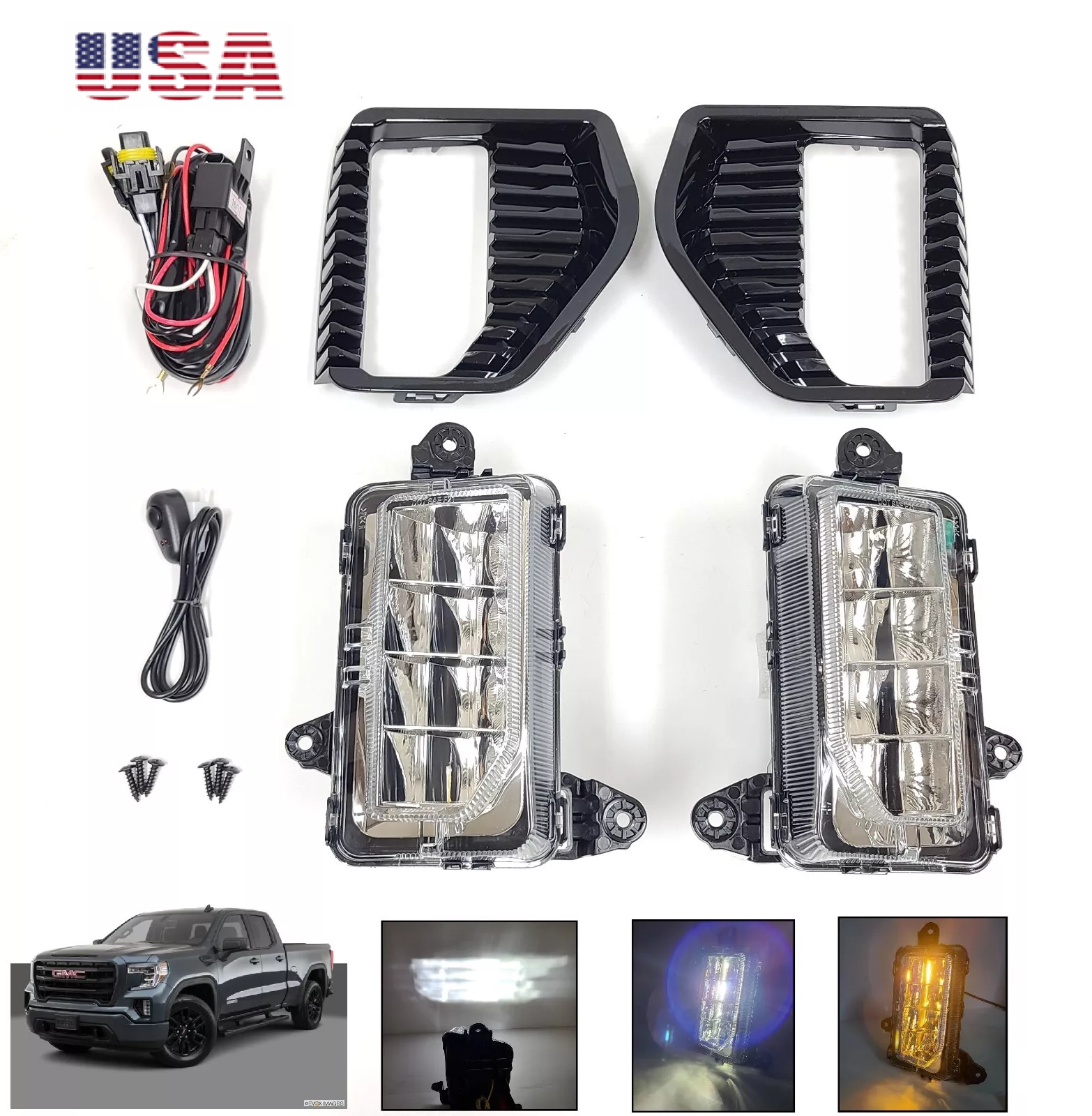 For 2019-2021 Sierra 1500 Base SLE LED Fog Lights Replacement Bezel ...