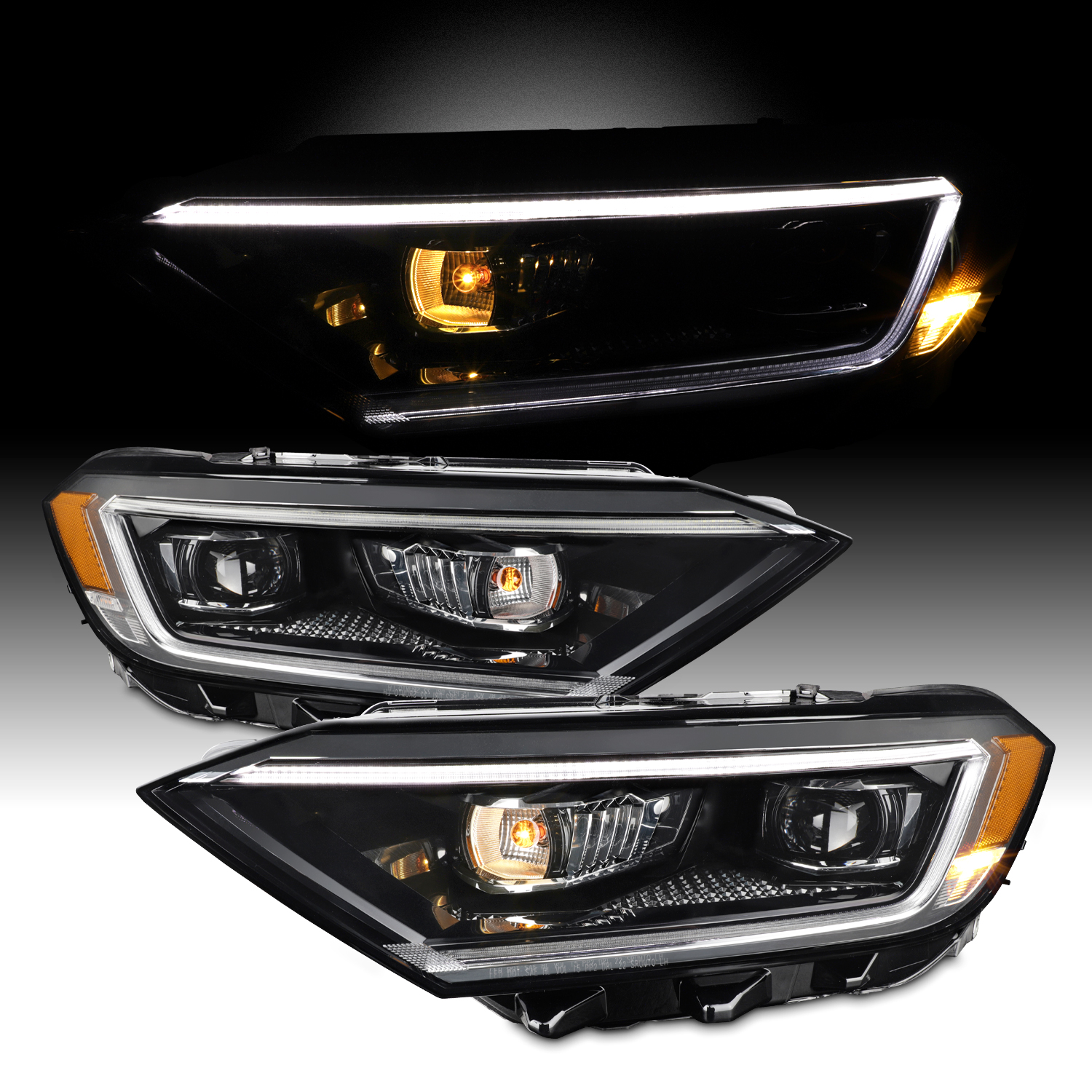 For 2019-2021 Volkswagen VW Jetta LED Tube DRL Projector Black ...