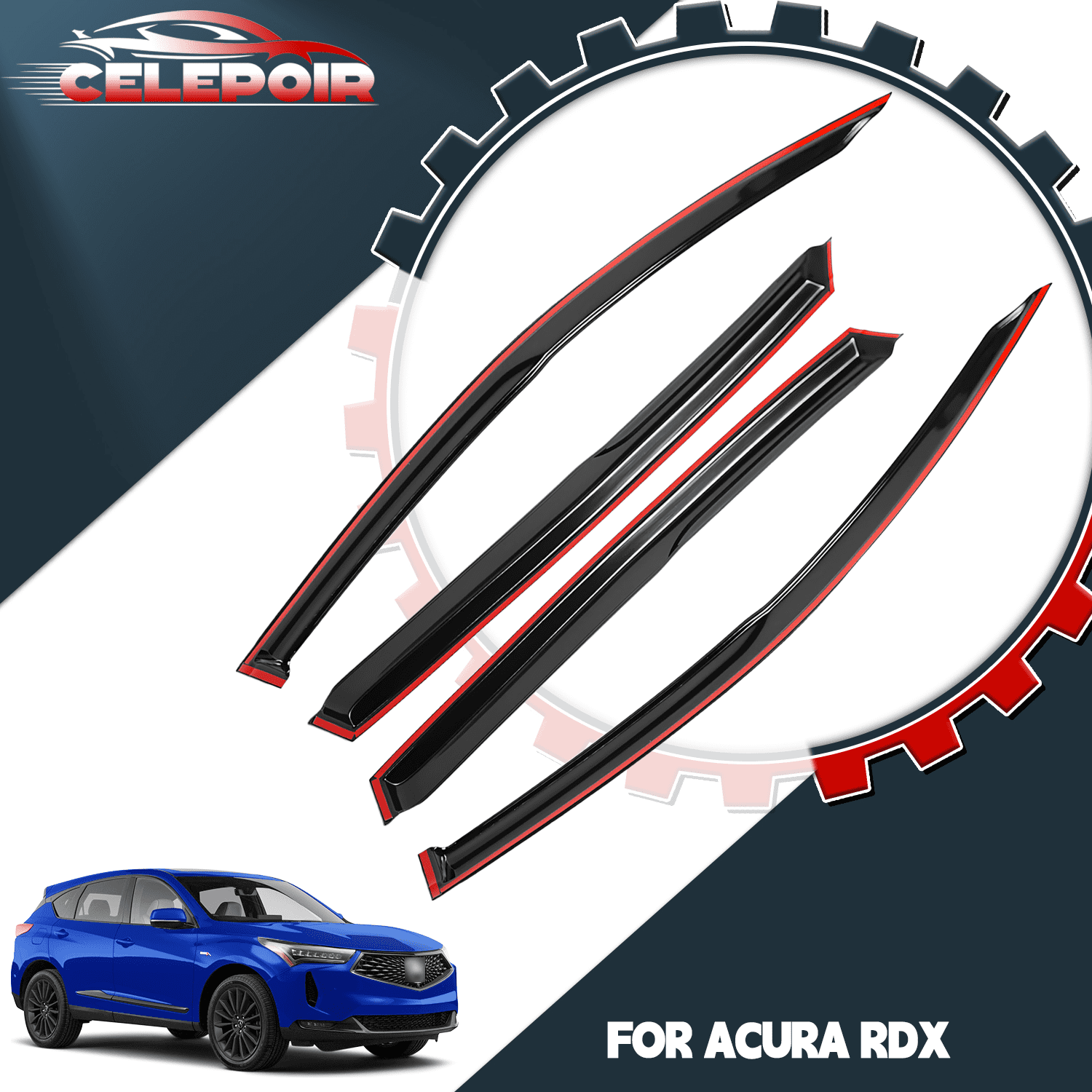 For 2019-2024 Acura RDX JDM 3D Wavy Mugen Style Window Visors Vent Rain ...