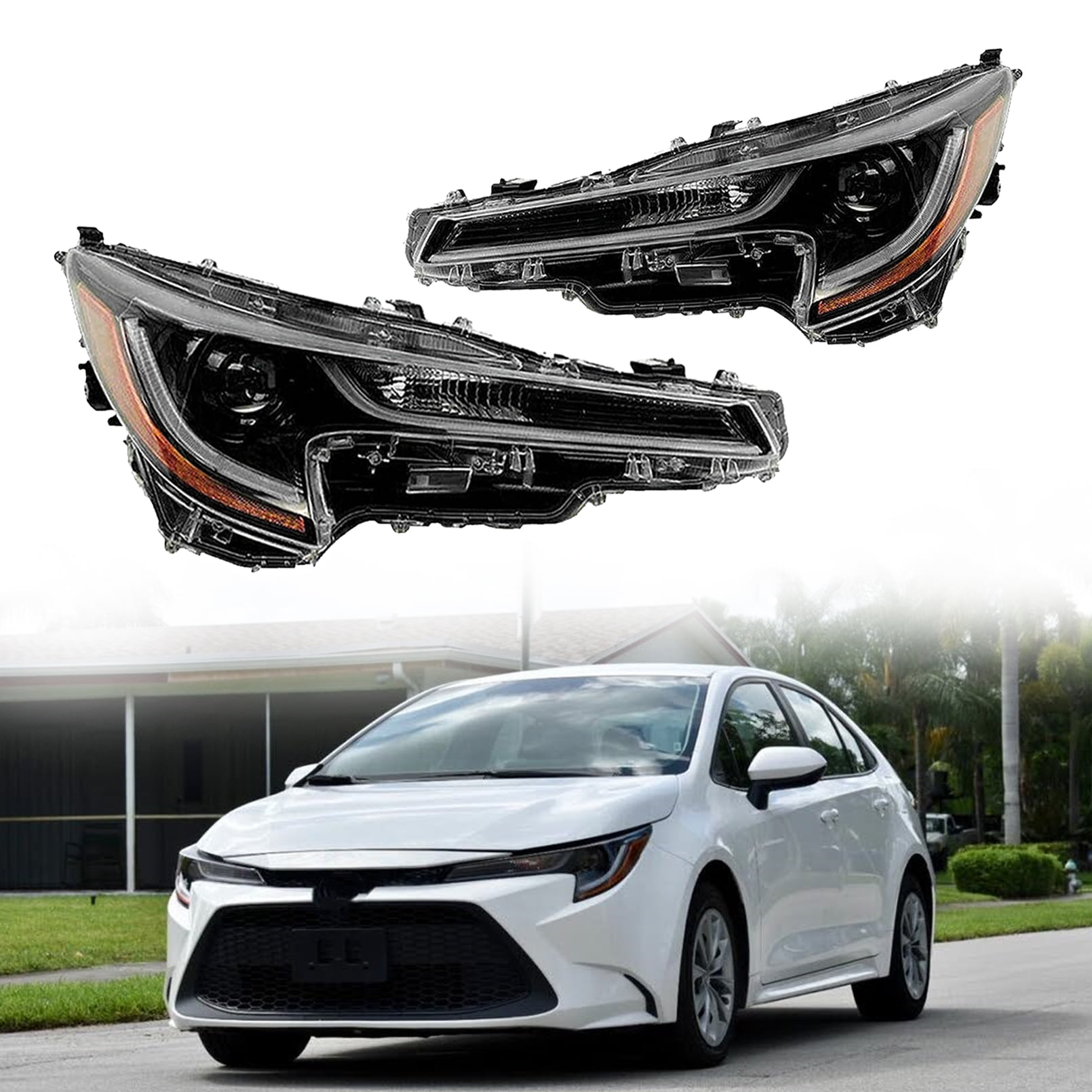 For 2020 2021 2022 Toyota Corolla L LE LED Projector Headlights Headlamps Left+Right - Walmart.com