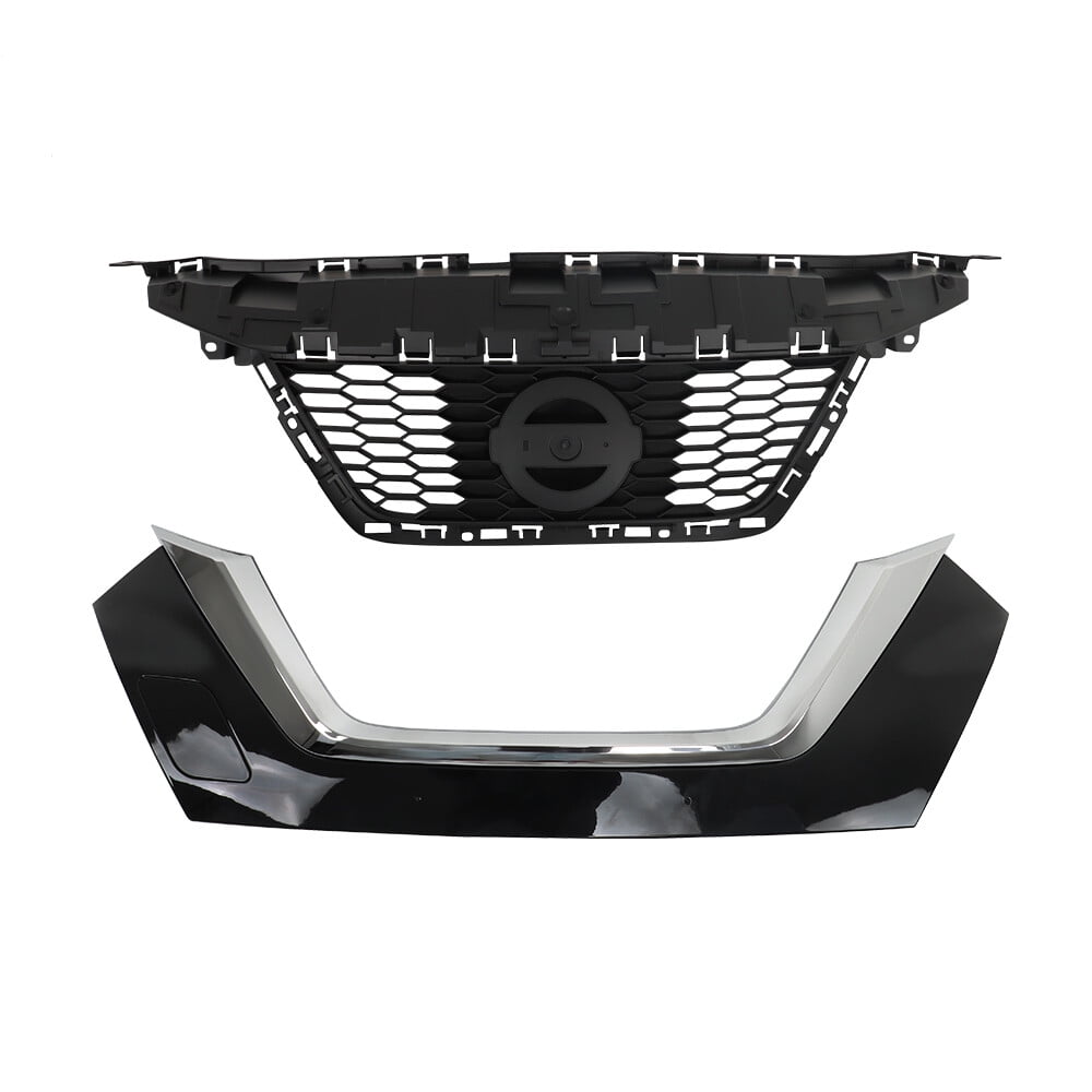 For 2020-2022 Nissan Versa Front Bumper Grille Grill Upper+Lower Chrome Plastic - Walmart.com