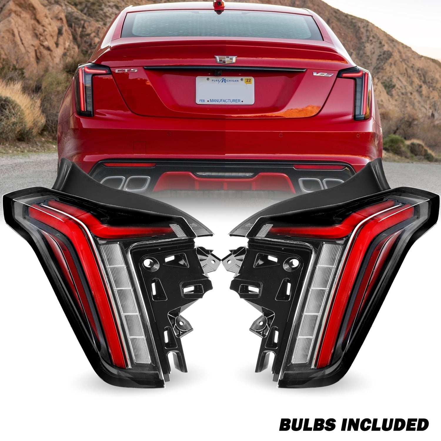 For 2020-2023 Cadillac CT5 Tail Lights LED Tail Rear Lamps Pair Left ...