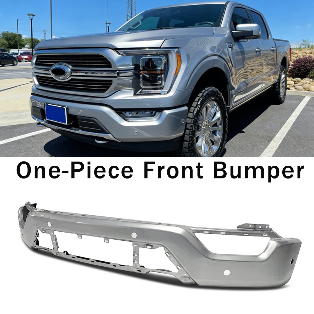 For 2021 2022 2023 Ford F-150 F150 Iconic Silver Front Bumper Face Bar ...