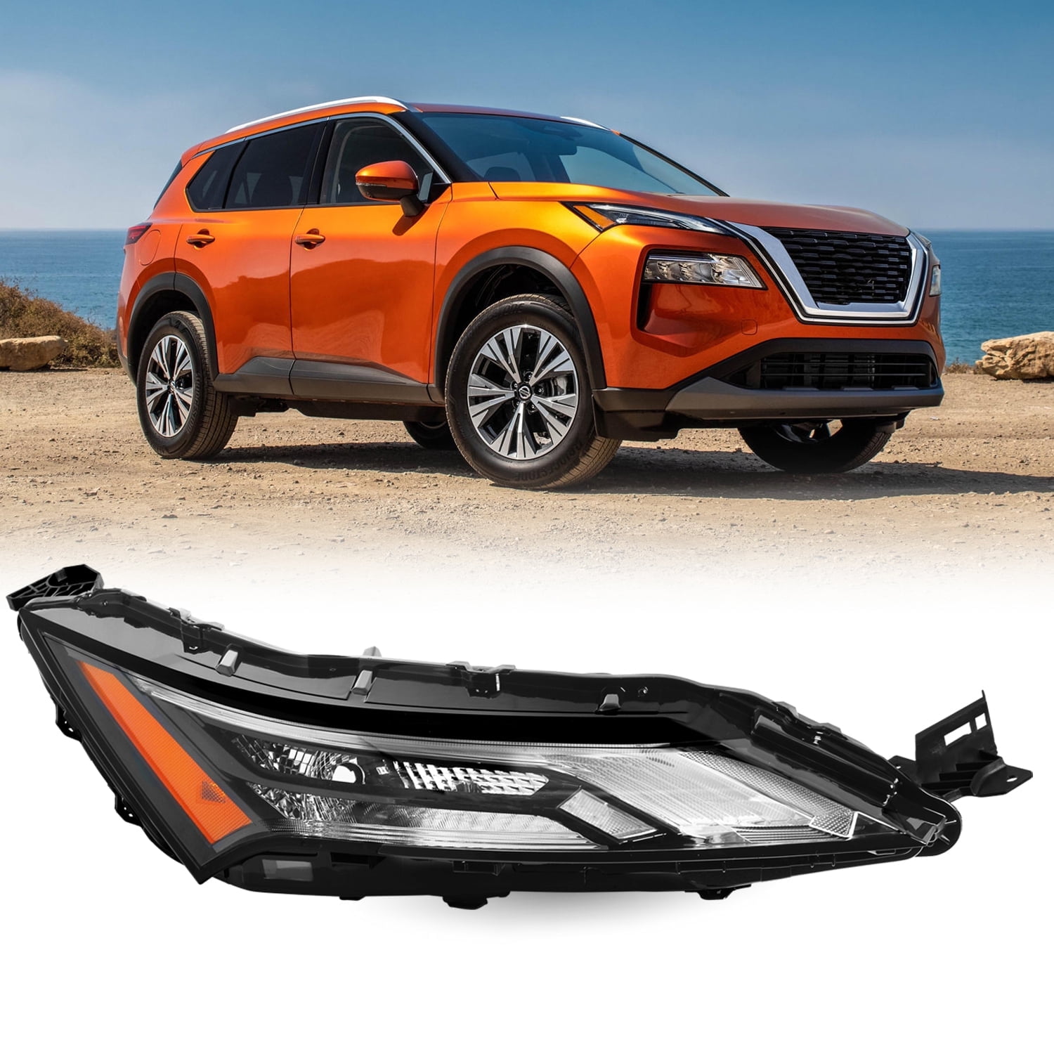 For 2021 2023 Nissan Rogue LED DRL w/Halogen Signal Upper Headlights ...