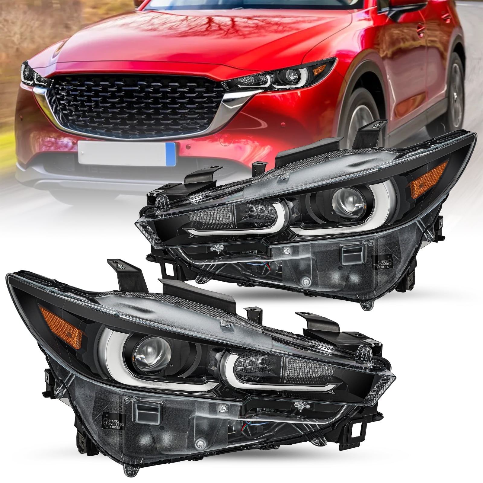 For 2022 2023 2024 Mazda CX-5 Non-AFS Model Full LED Headlights Assembly Pair - Walmart.com