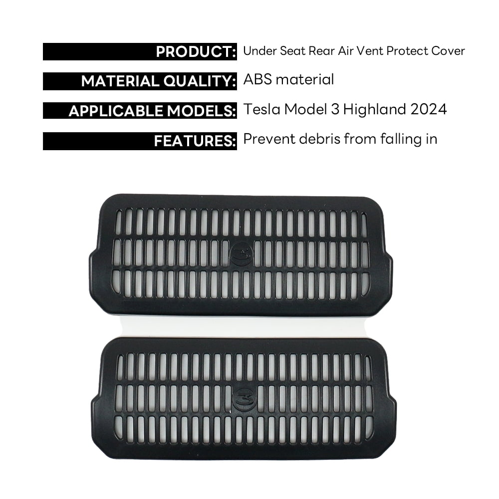 For 2024 Tesla Model 3 highland Under Seat Rear Air Vent Protect Cover ...
