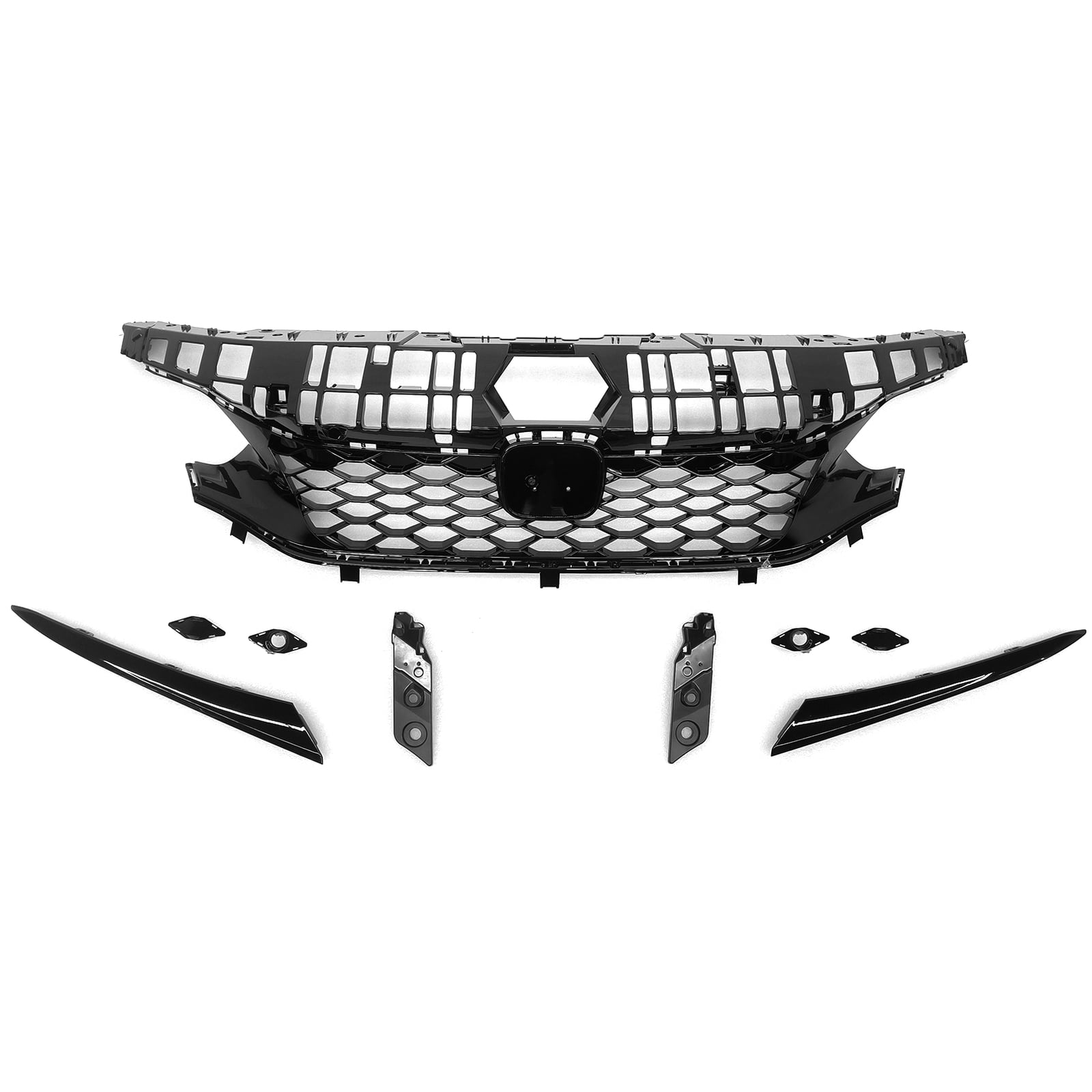 For 22-24 Honda Civic Base Type R Style Front Upper Grille Gloss Black ...