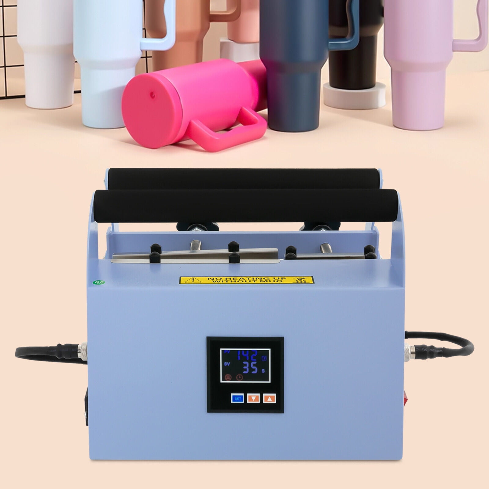 For 40oz Car Cups Car Cup Mug Press Heat Machine, Light Blue Tumbler Heat Press, Tumbler Heat ...