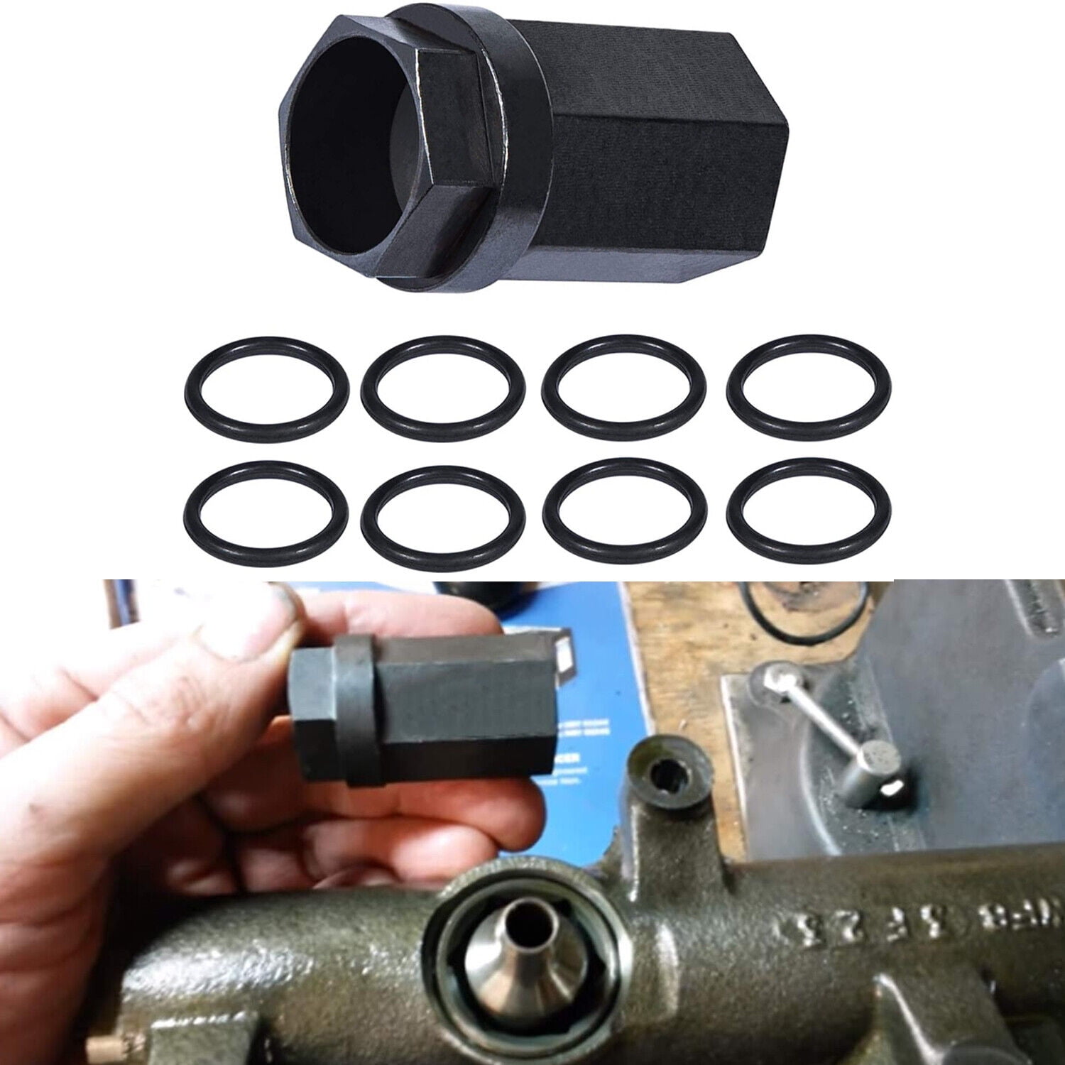 For 6.0L Ford 03-07 Oil Rail Ball Tube O-Ring Kit Nipple Cup Socket ...