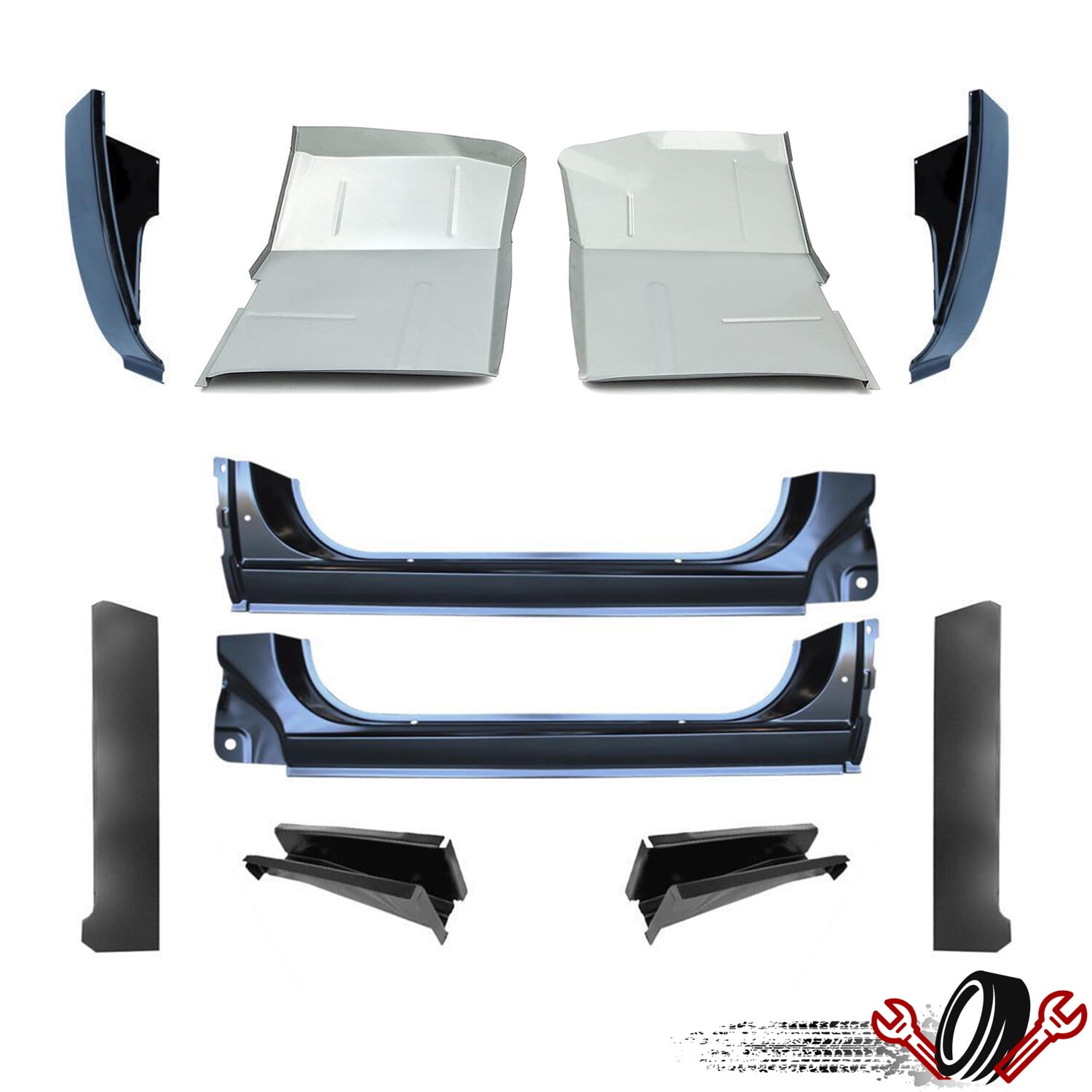 For 73-87 Chevy 10Pc Cab Repair Kit, X-Rocker, Cab Corner, Inner Floor ...