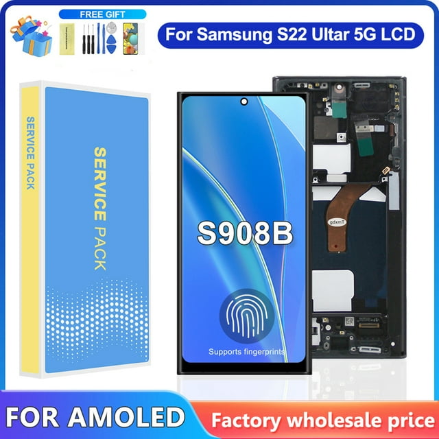 For AMOLED With Frame For Samsung S22 Ultra 5G LCD S908B S908U S908N ...