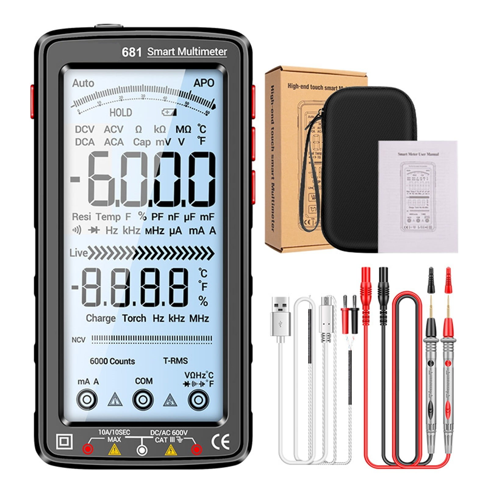 For ANENG 681 Digital Multimeter Professional Rechargeable AC/DC ...