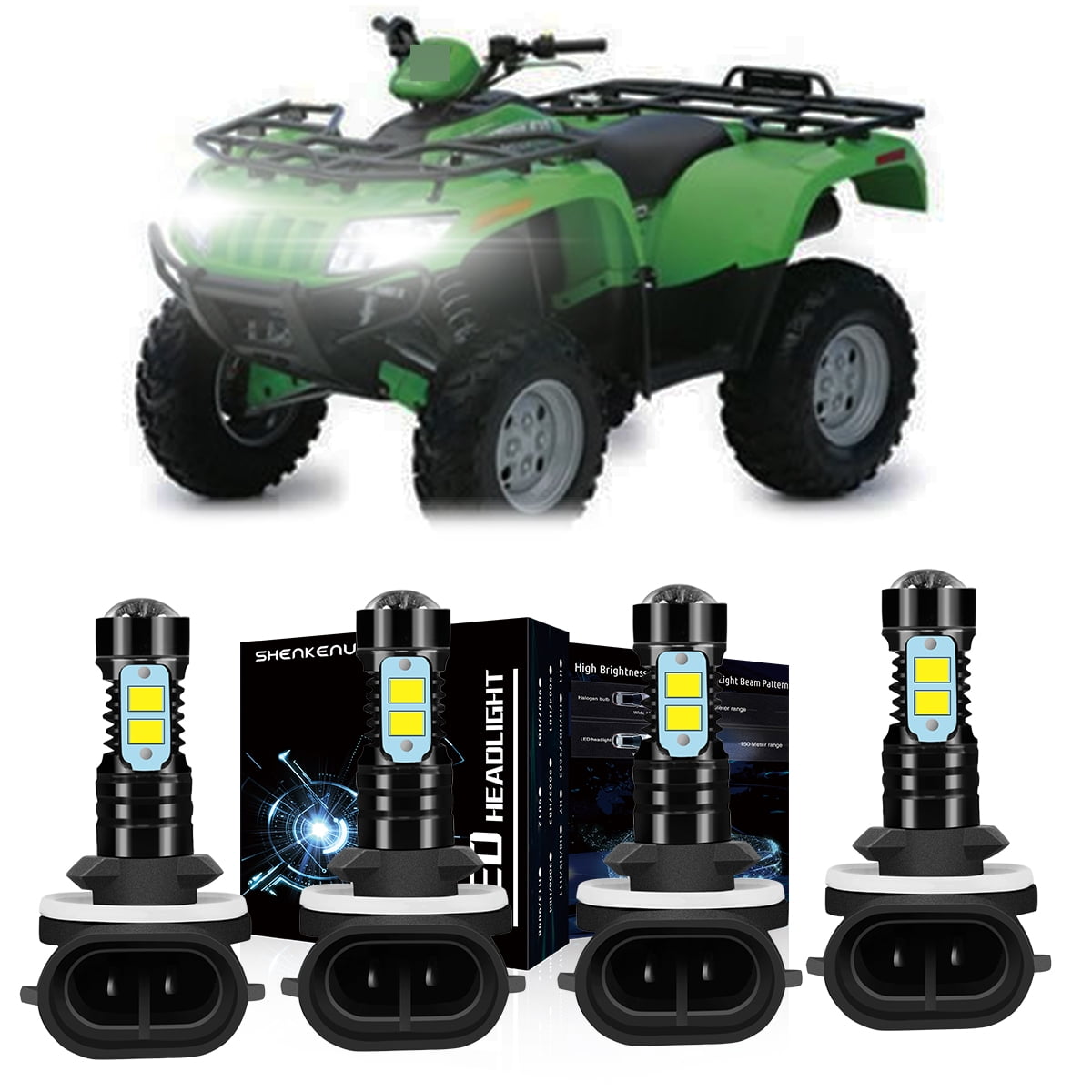For ARCTIC CAT 400 500 650 700 Headlight HI/Lo Beam LED Light Bulbs 6k ...