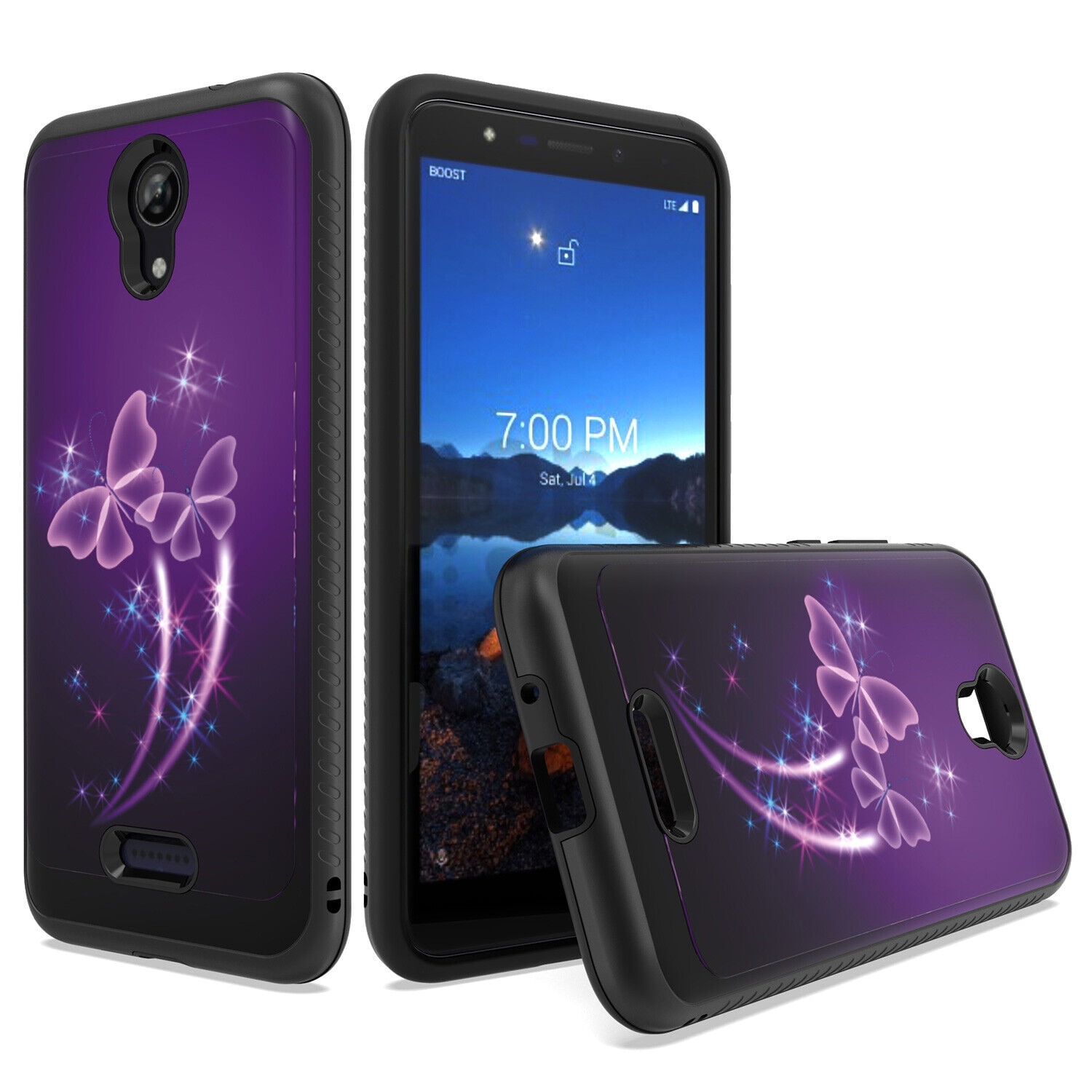 For AT&T Motivate V341U Slim Lining Brushed Hybrid Phone Cover Case ...