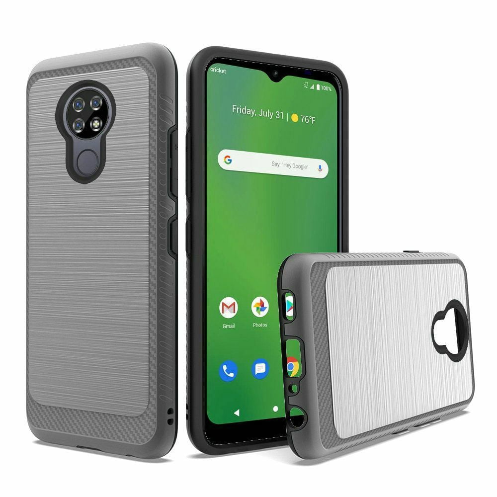 For AT&T Radiant Max U705AA Brushed Hybrid Phone Cover Case + Tempered ...