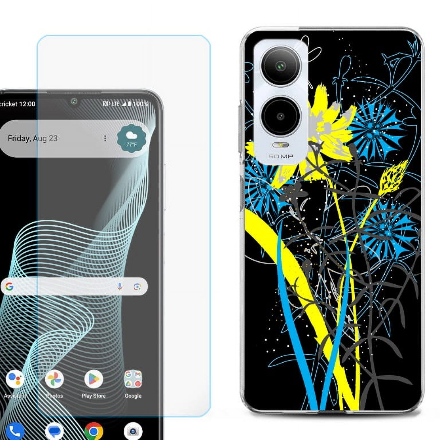 For AT&T Verge Shockproof Phone Case Cover with Tempered Glass Screen ...