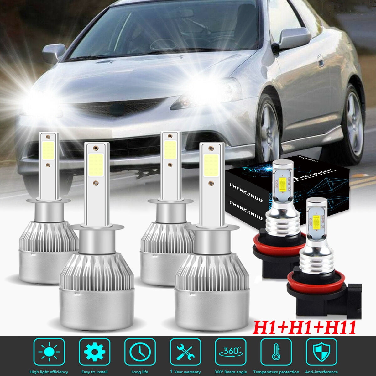 For Acura Rsx 2002-2004 Headlights H1 H1 High Low Beam+H11 Fog Light ...